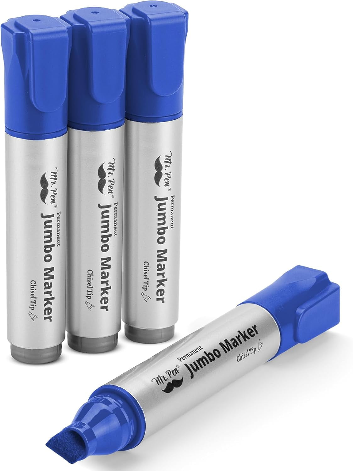 - Jumbo Permanent Markers, 4 Pack, Blue, Chisel Tip, Wide Tip, Large ...