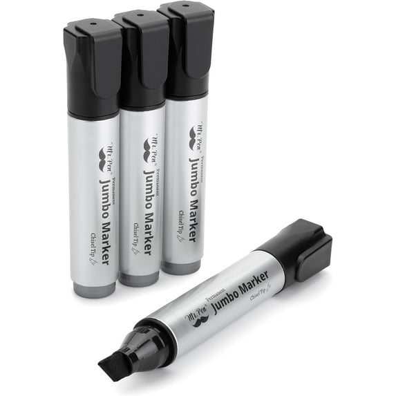 Jumbo Permanent Markers, 4 Pack, Chisel Tip, Black, Thick, Large, Wide ...