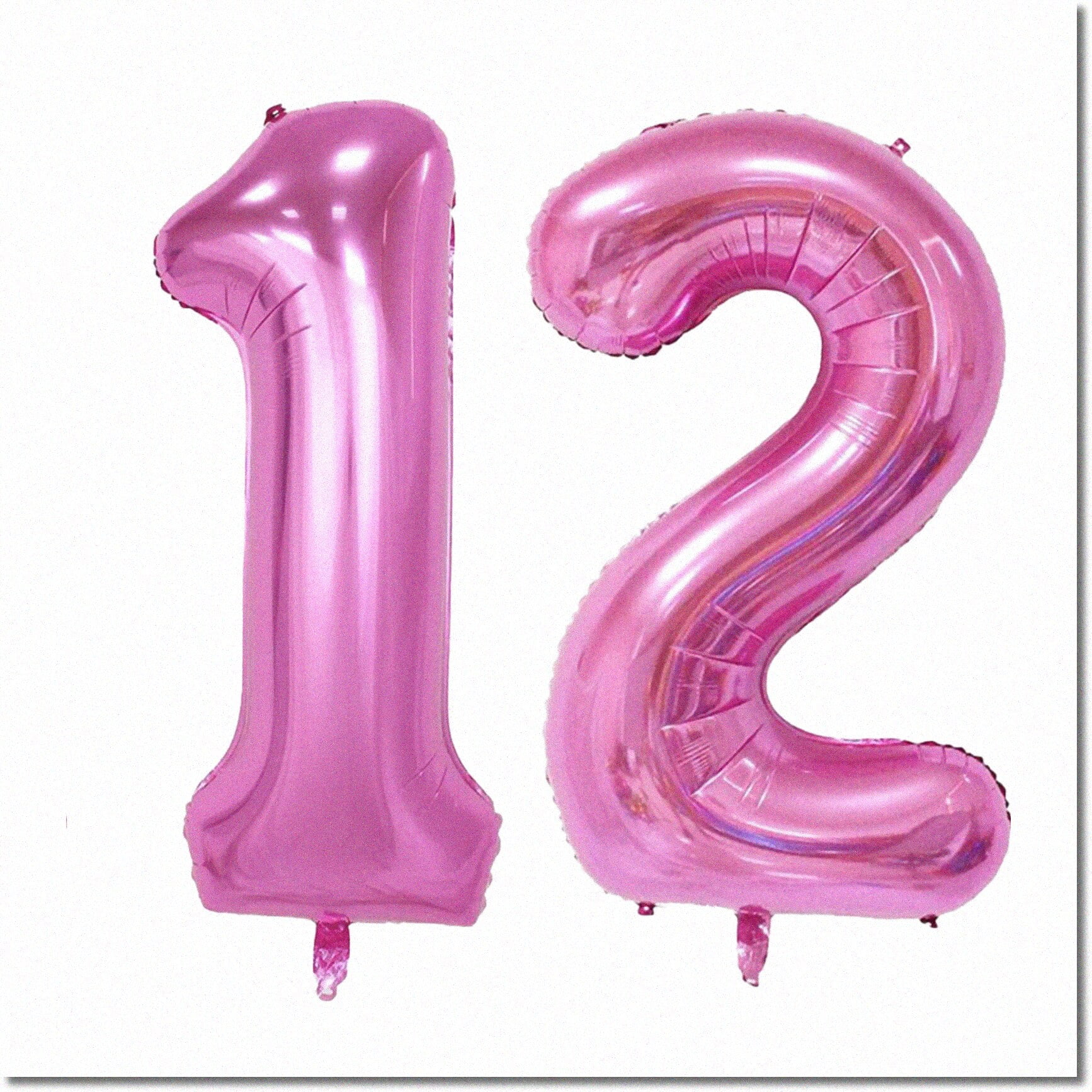 Jumbo Pink 12 Number Balloons - 40 Inch Mylar Balloons for 12th ...