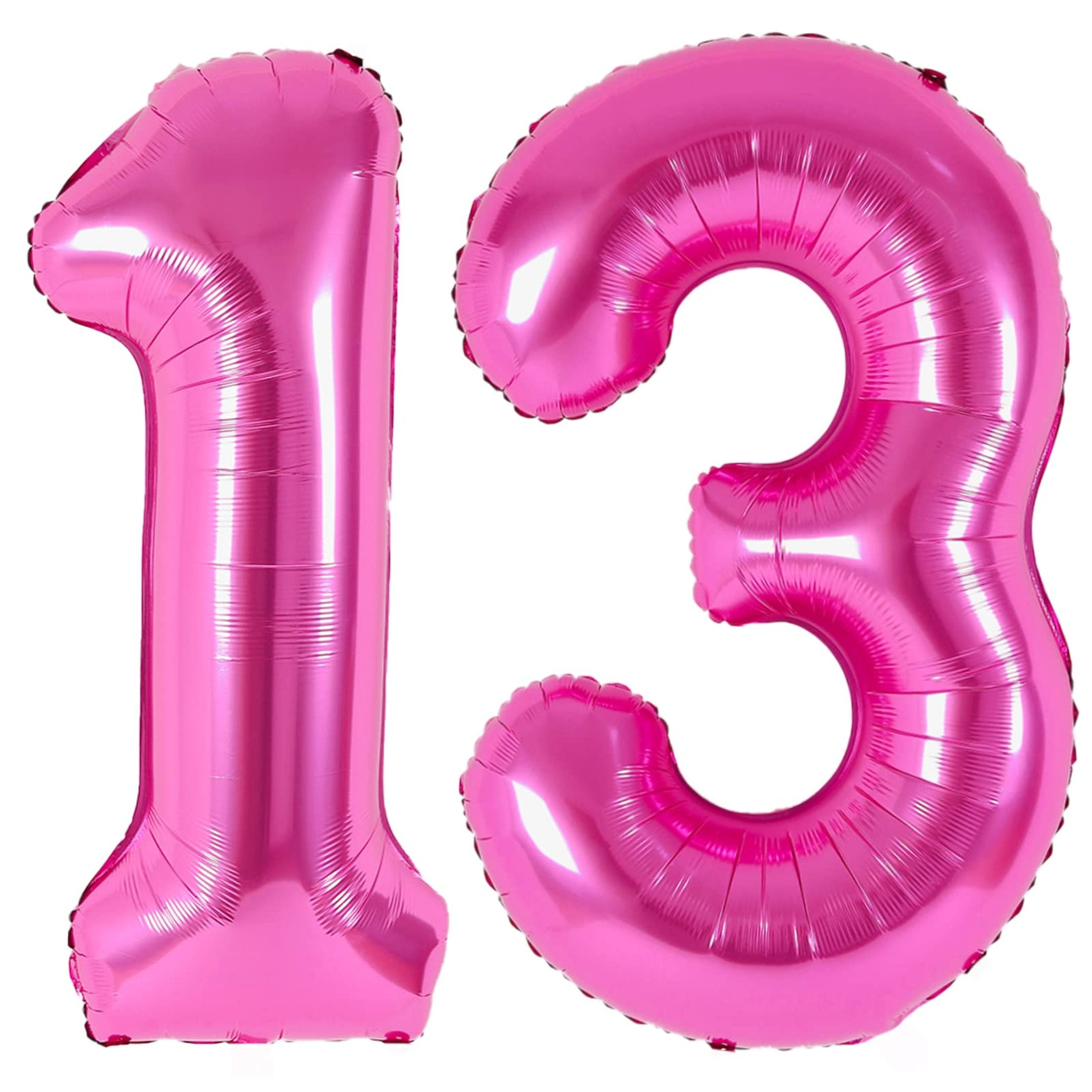 Jumbo Pink Number 13 Balloons - Birthday Decorations for 13th Birthday ...