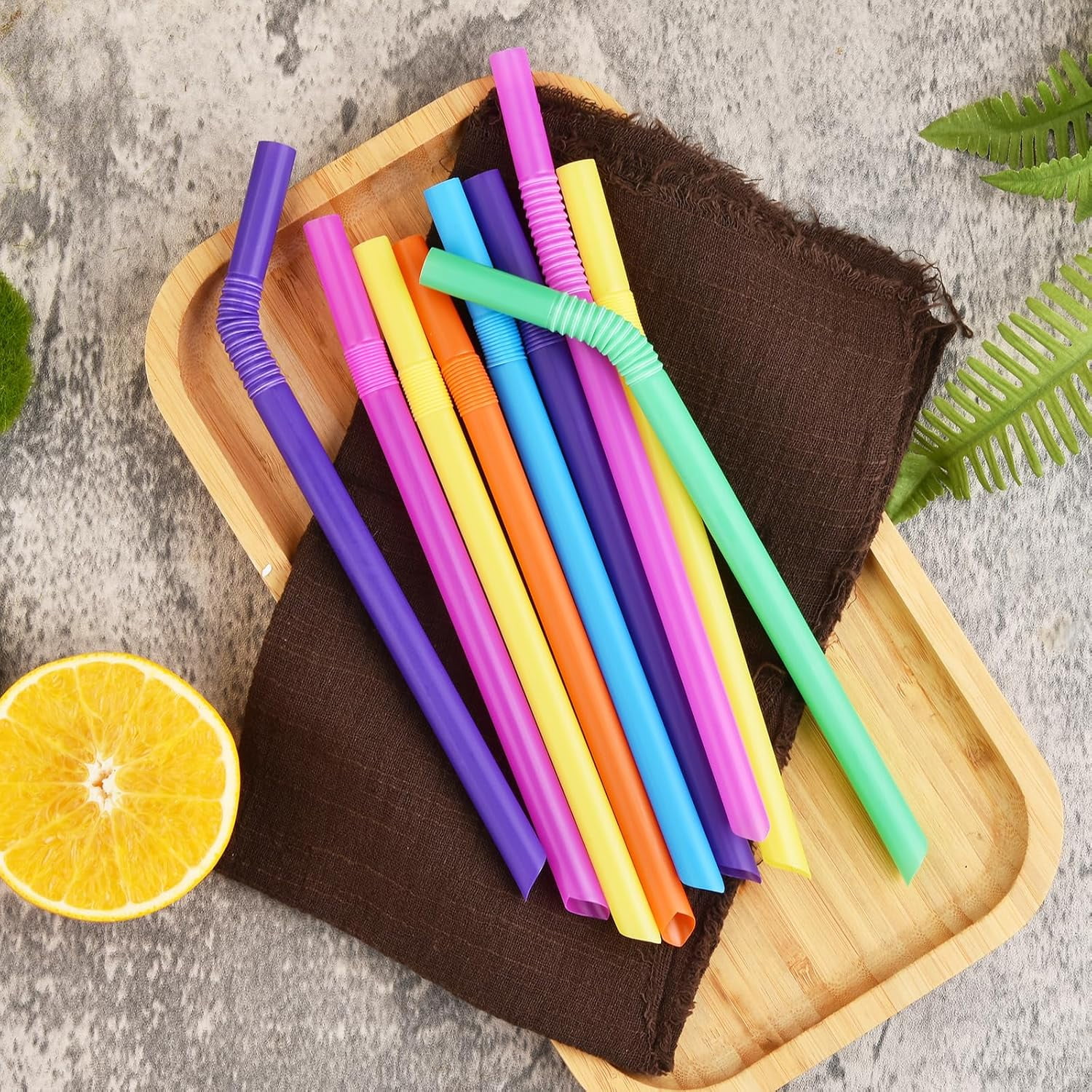 Jumbo Plastic Boba Straws - Extra Wide Bendy Colorful Disposable ...