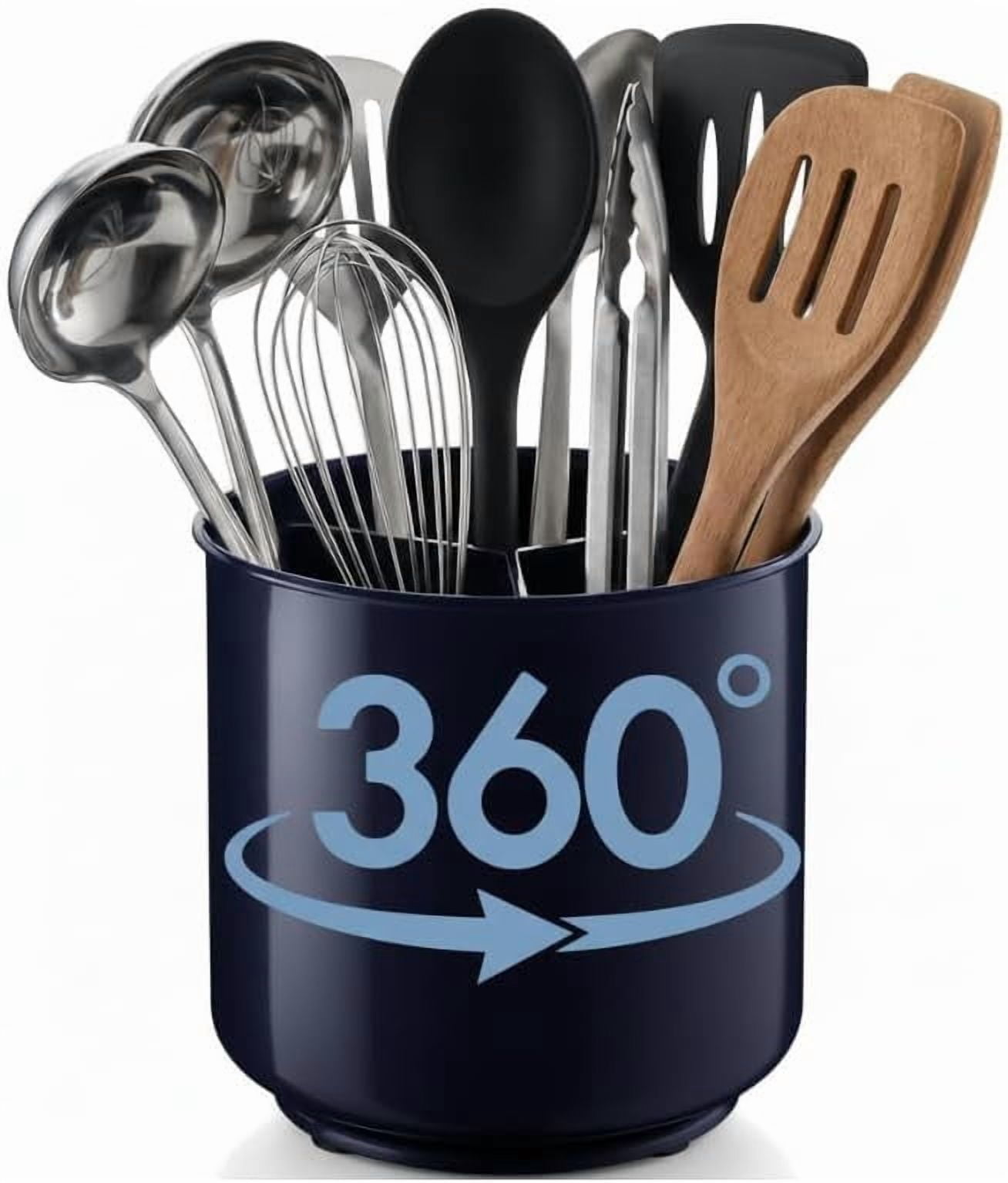 Jumbo Plastic Rotating Extra Large Utensil Holder Crock with No-Tip ...