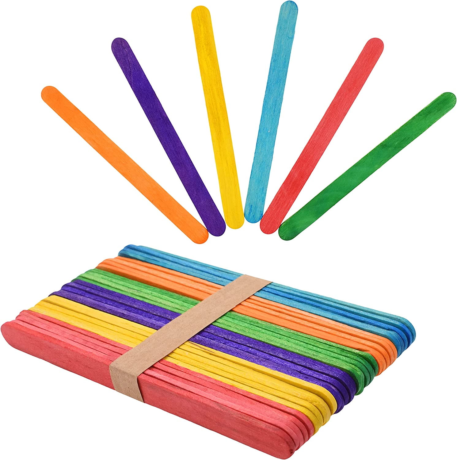 Jumbo Popsicle Sticks for Crafts - 4.5 Inch Colored Craft Sticks Bulk ...