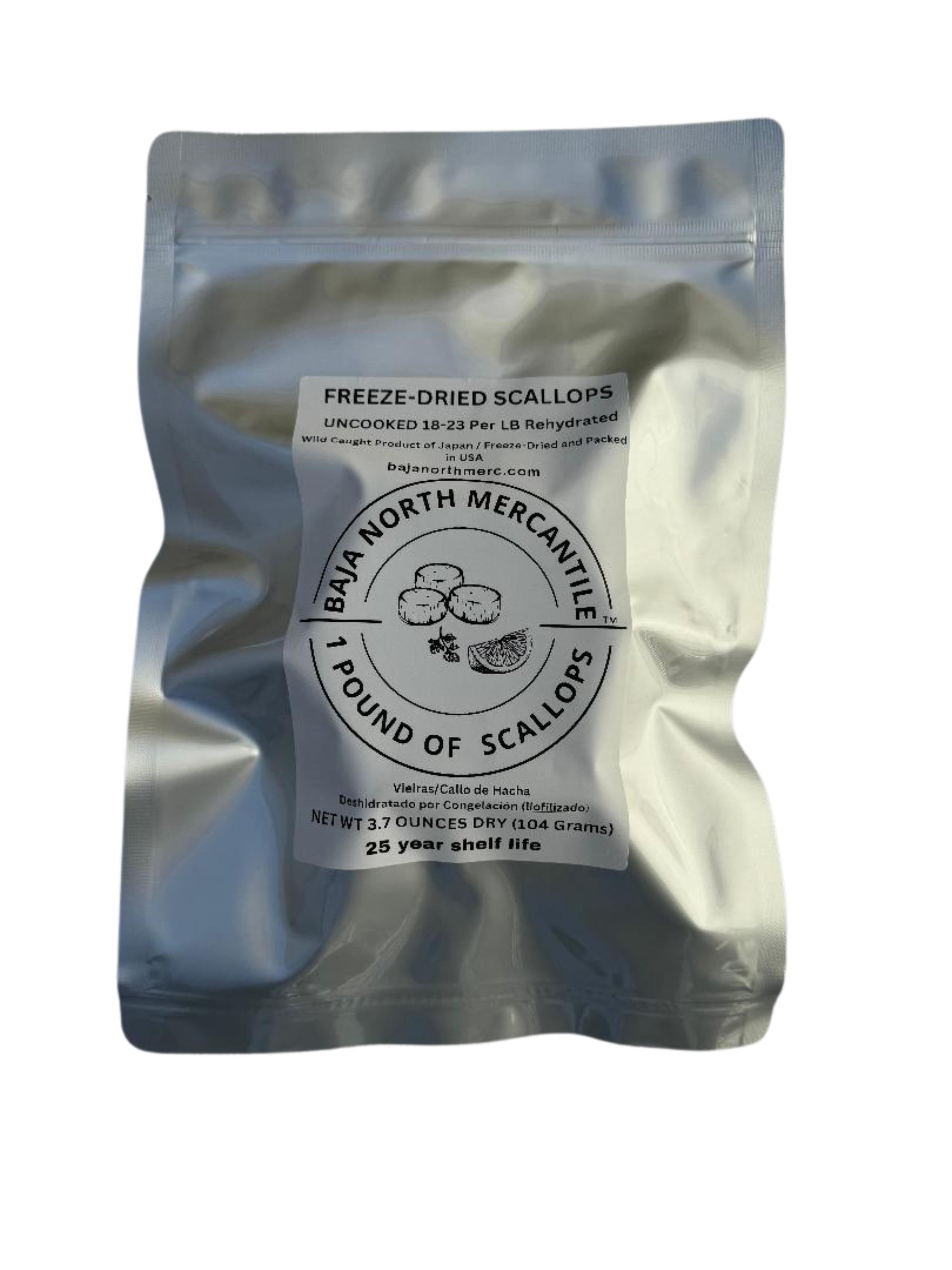 Jumbo RAW Freeze-Dried Scallops 3.7oz | QTY 18-23 pk | 1 LB | 25 YR ...