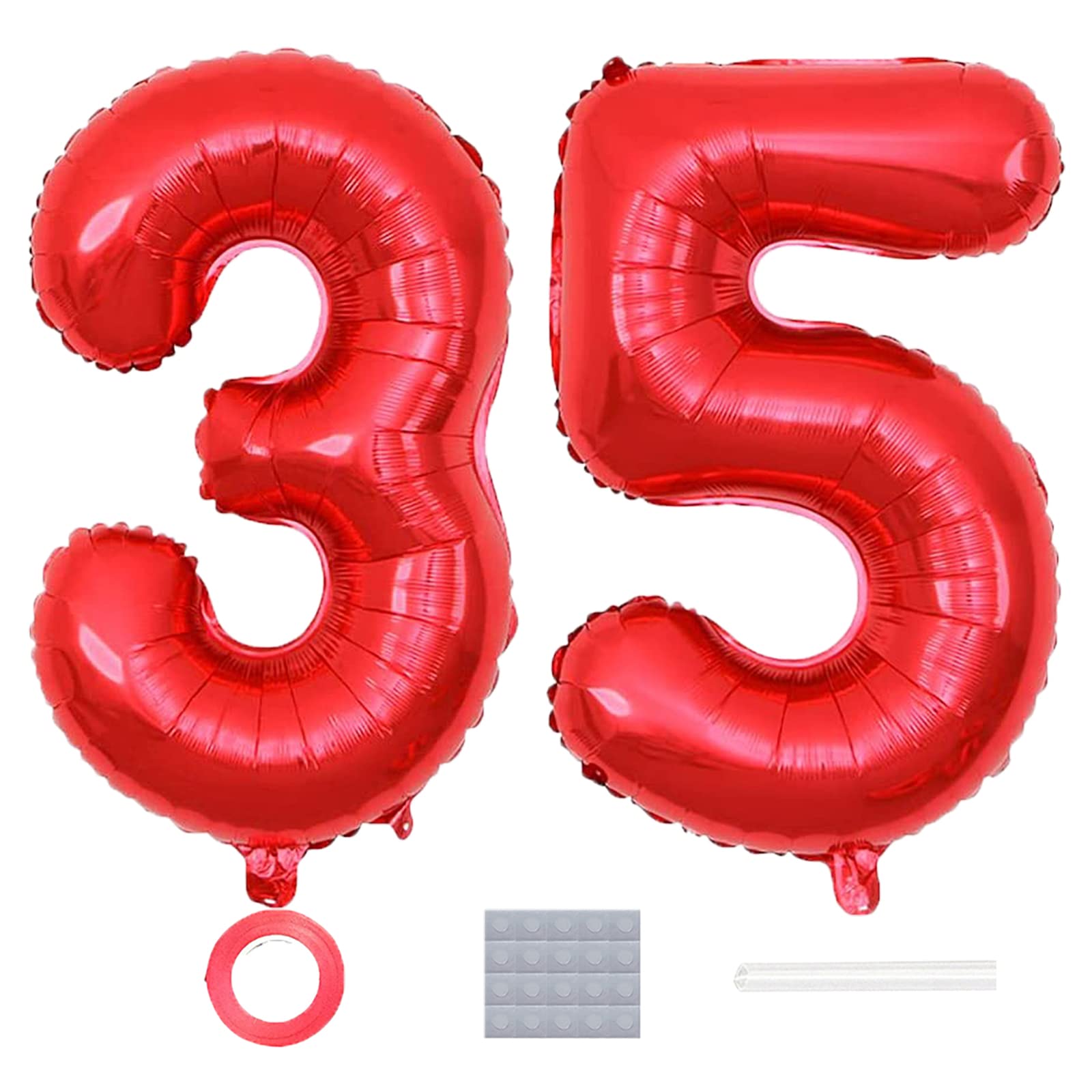 Jumbo Red 35 Number Balloons - 40 Inch Foil Balloons for Boy Girl 35th ...