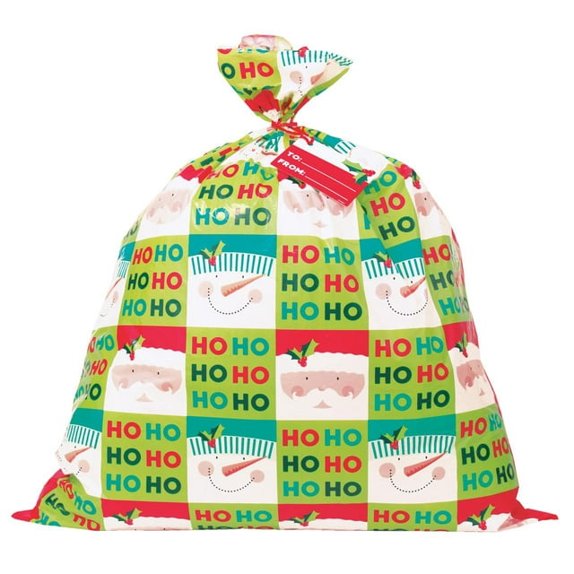 Jumbo Santa HO HO HO Giant Wrapping Xmas Plastic Gift Bag for Large ...