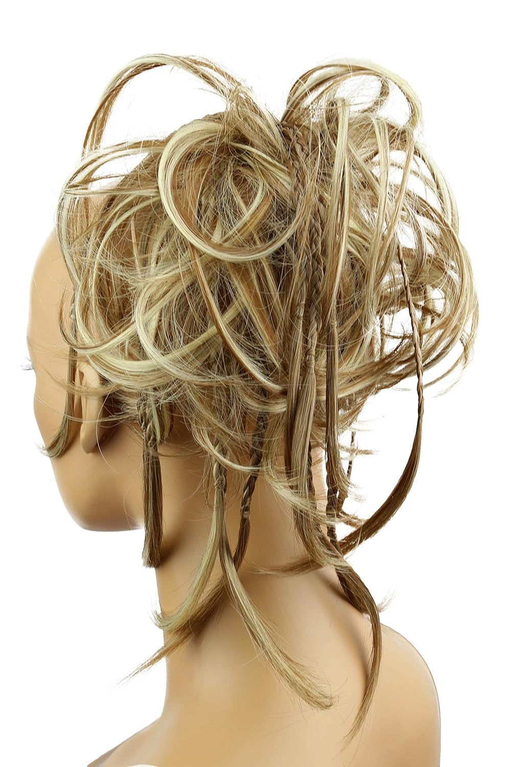 Jumbo Scrunchie Braided Updo Wavy Messy Bun Hairpiece Light Brown ...