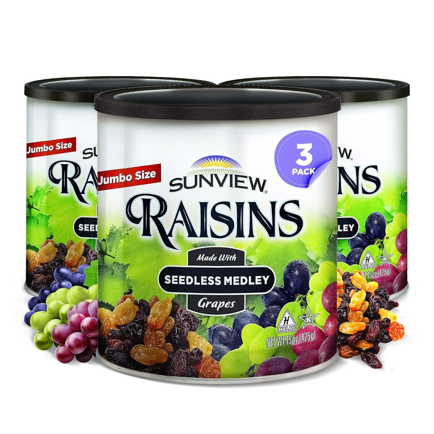 Jumbo Seedless Medley Raisins - 3 15oz. Canisters - Walmart.com