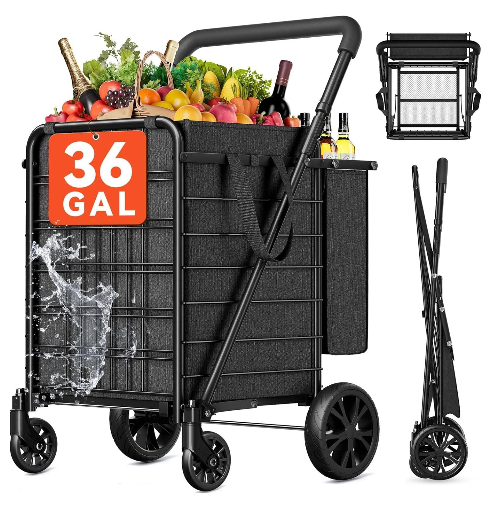 Jumbo Shopping Cart Grocery Cart on Wheels 136L/36Gal Adjustable ...