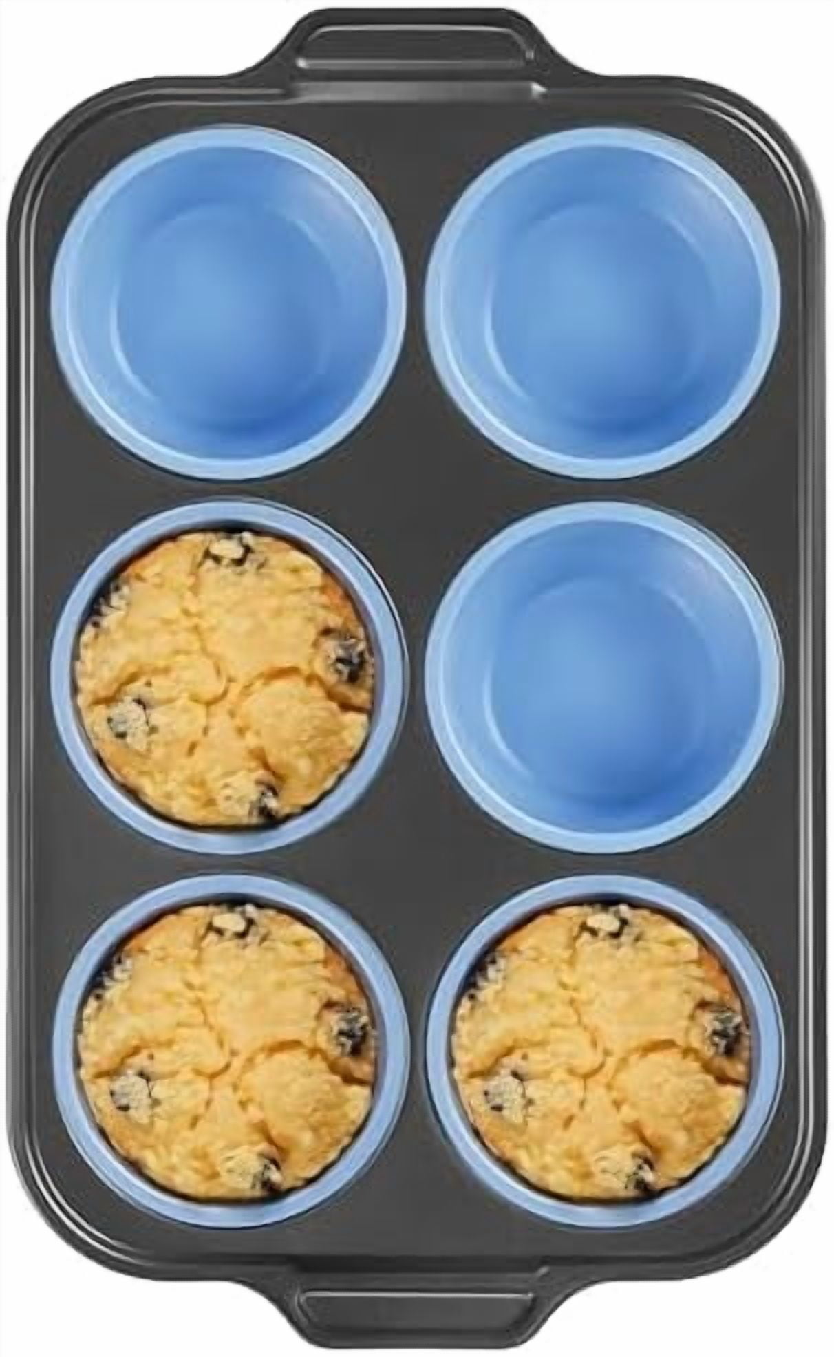 Jumbo Silicone Muffin Pan with Metal Frame, 3.5" Large Muffin Tins, Non ...