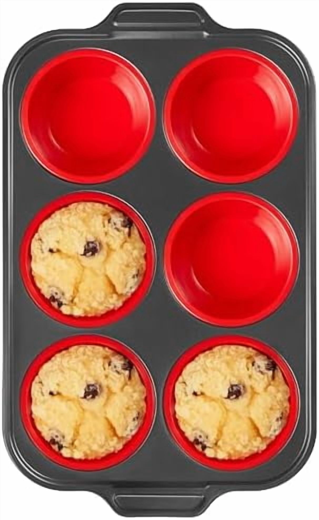 Jumbo Silicone Muffin Pan with Metal Frame, 3.5" Large Muffin Tins, Non ...