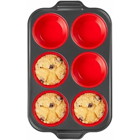 Jumbo Silicone Muffin Pan with Metal Frame, 3.5" Large Muffin Tins, Non ...