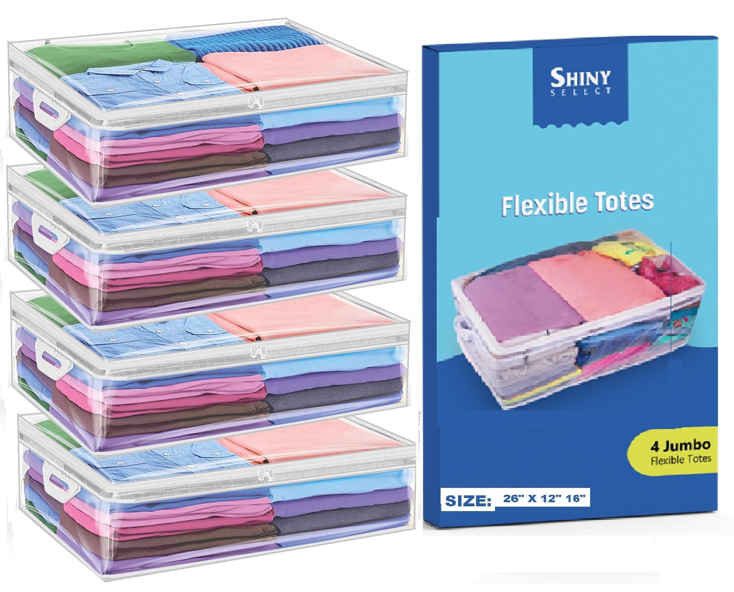 Jumbo Size Clear Flexible Zipper Storage Bags Organizer, for Clothes ...