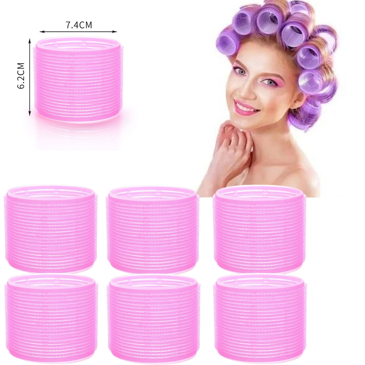 Jumbo Size Hair Roller Set Of 6 Self Grip Salon Hair Dressing Curlers