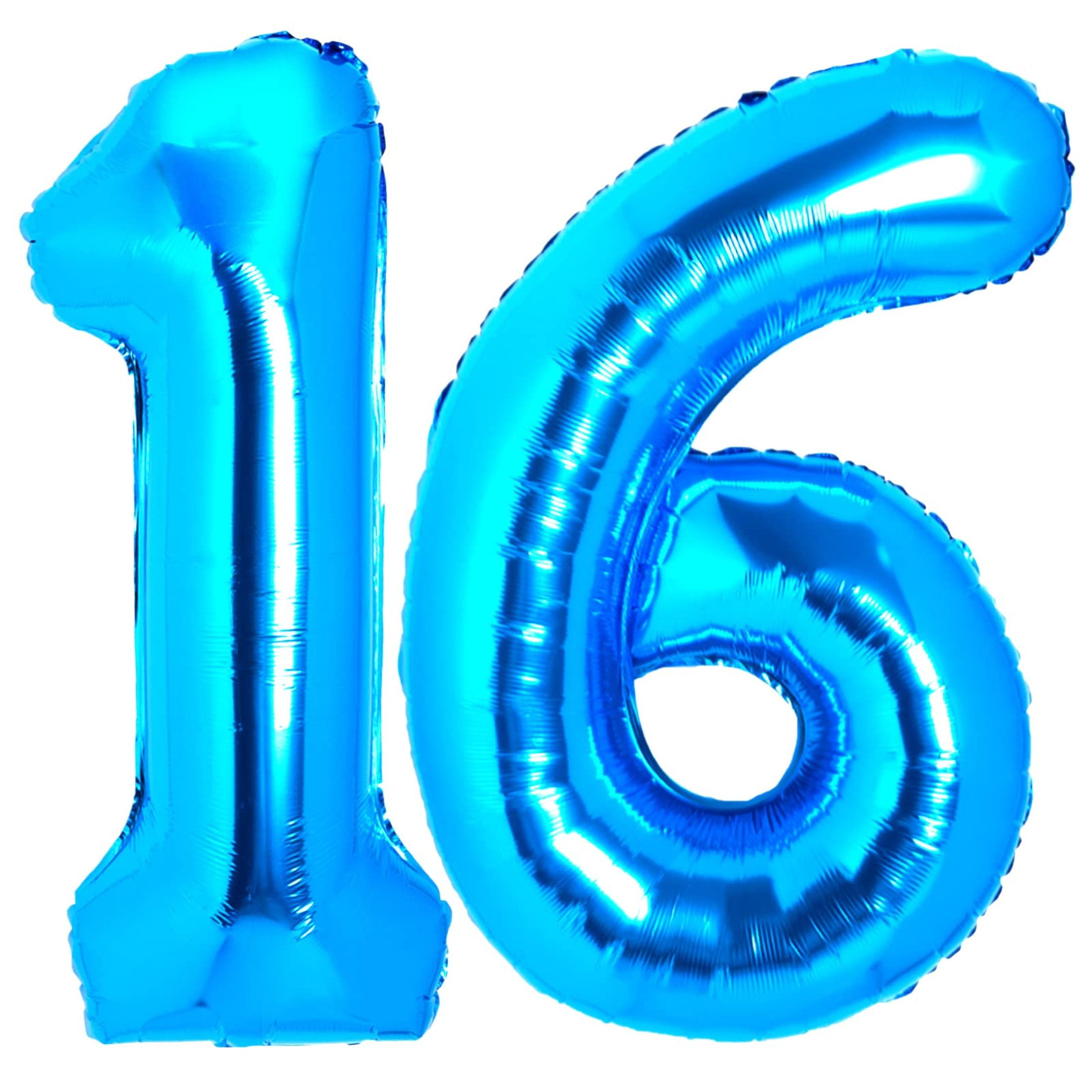 Jumbo Sky Blue Number 16 Balloon - Giant 40 Inch Mylar Balloon for 16th ...