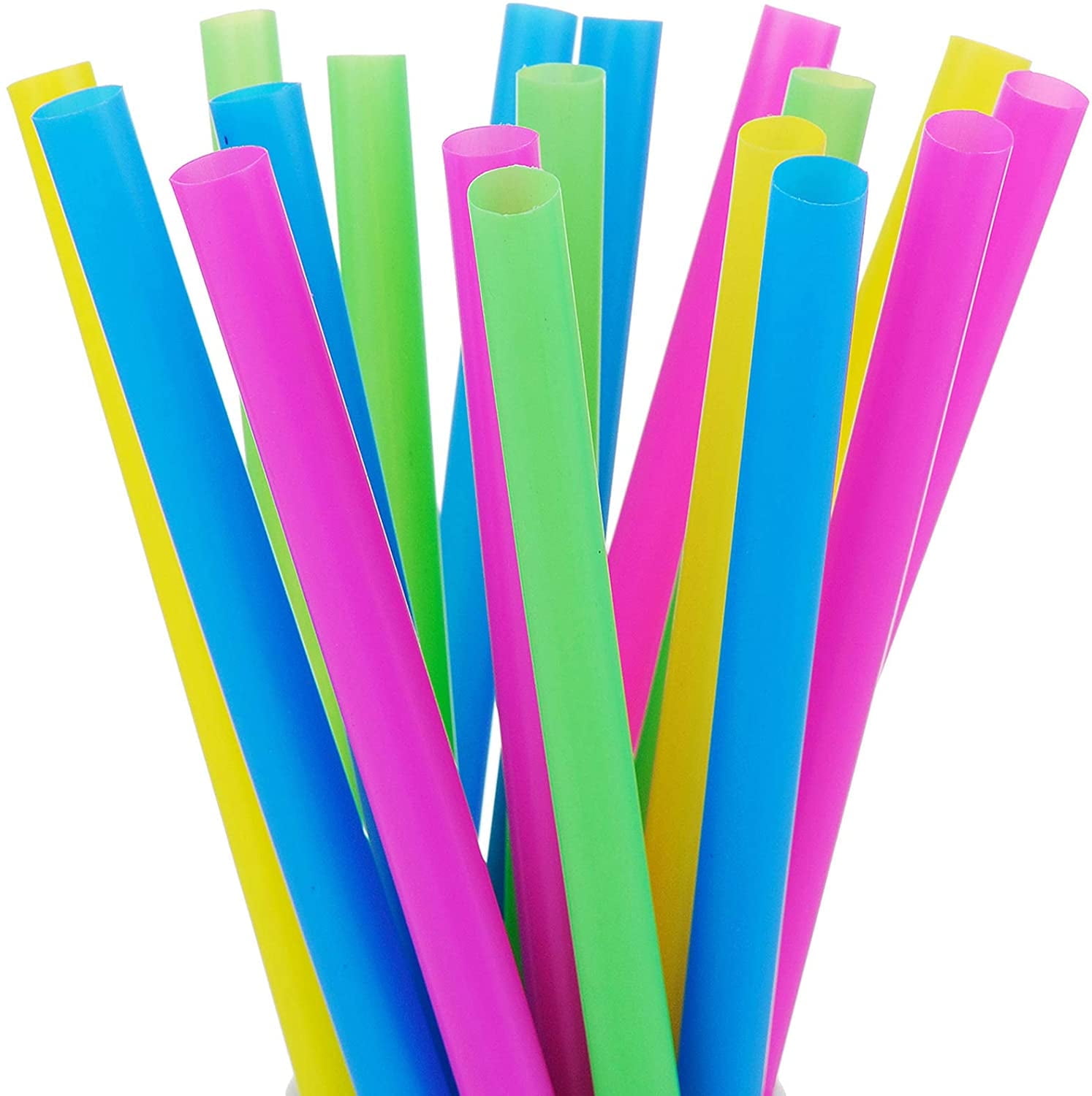 Jumbo Smoothie Straws 200 PCS - Colorful Disposable Wide-mouthed ...