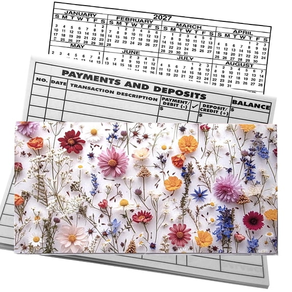 Jumbo Spring Flowers Checkbook Cover with Large Print Low Vision Sight ...