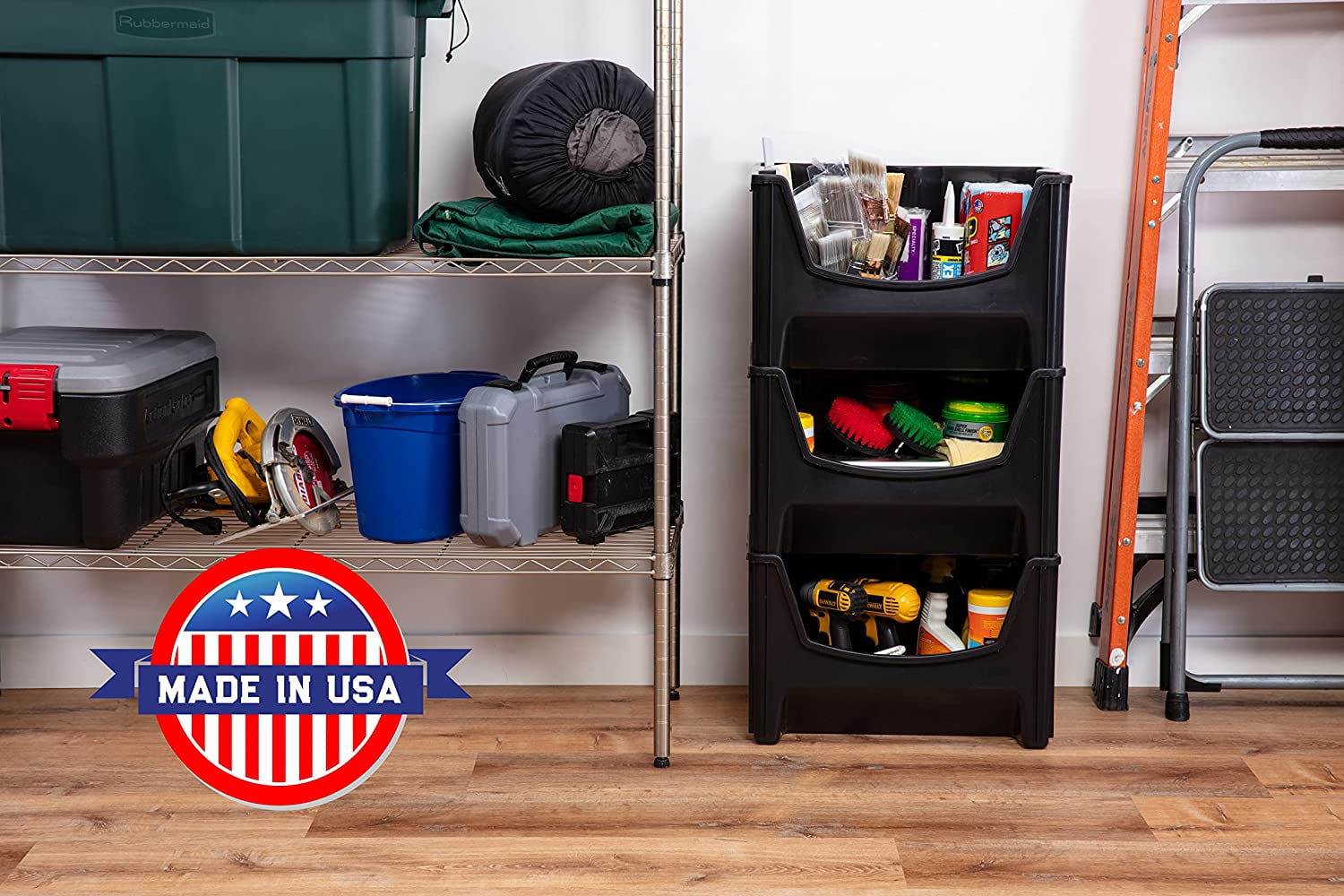 Stackable Storage Bins with Lids - Heavy Duty Plastic Organizer for ...