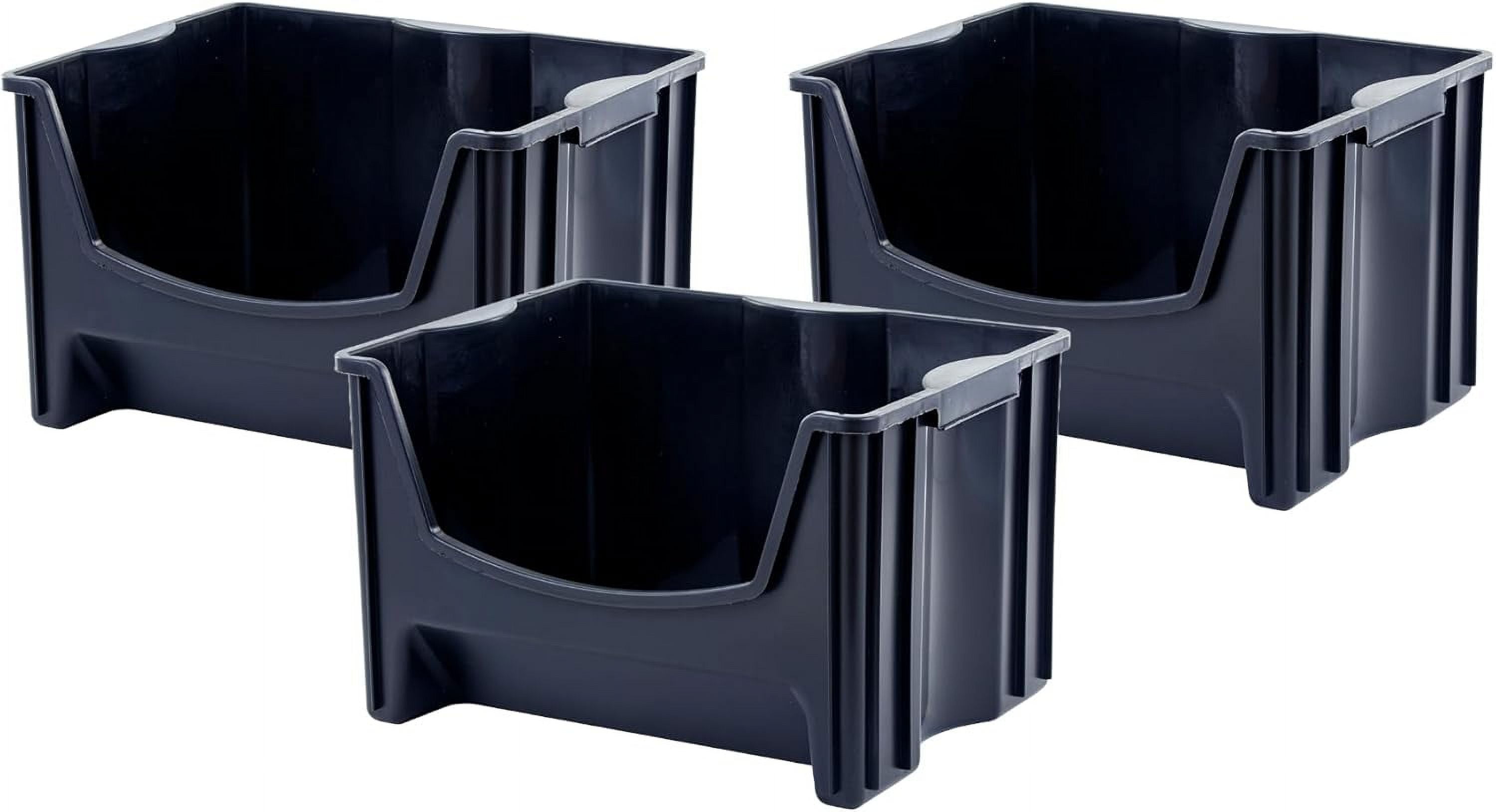 Jumbo Stackable Storage Bins, Pack of 3, Easy-Access Storage, Large ...