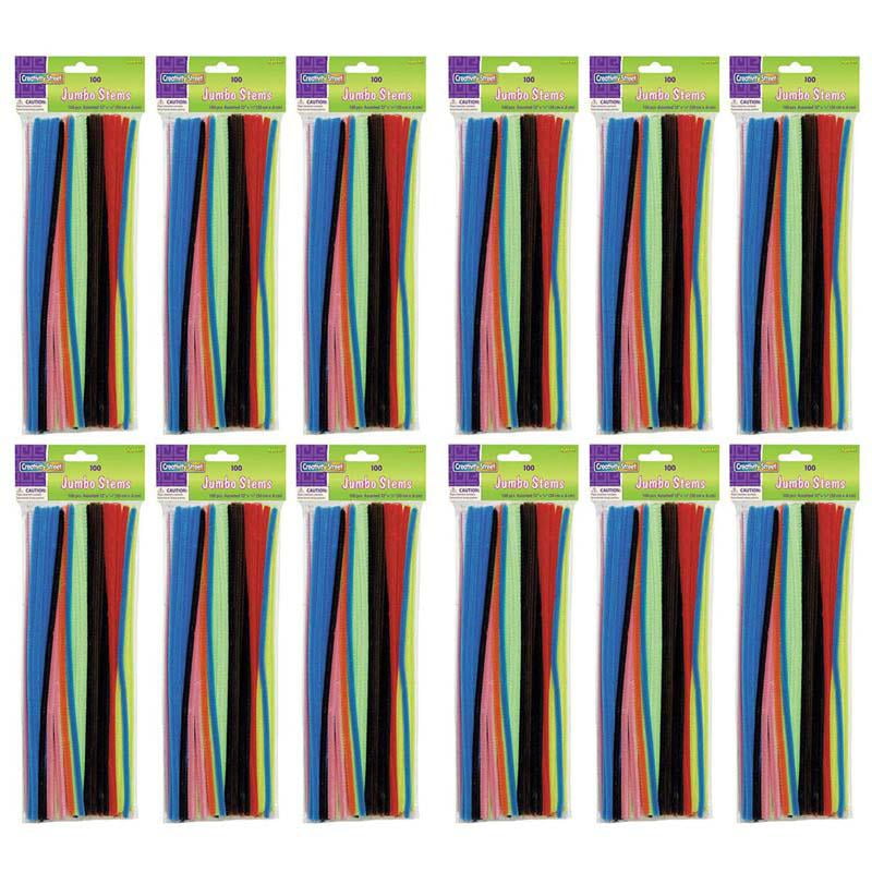 Jumbo Stems, Assorted, 12" x 6 mm, 100 Pieces Per Pack, 12 Packs - Walmart Business Supplies