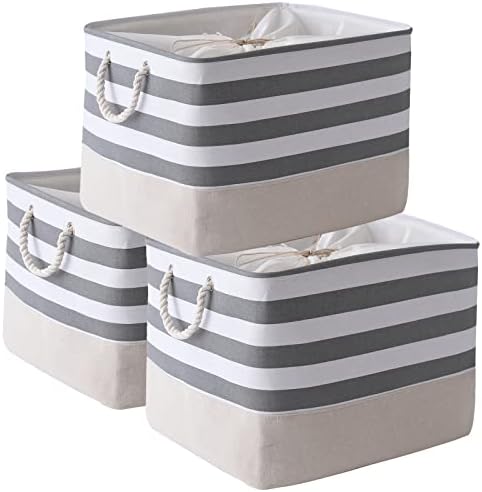Jumbo Storage Bins Baskets, Sturdy Fabric Organizing Basket W/Handles ...