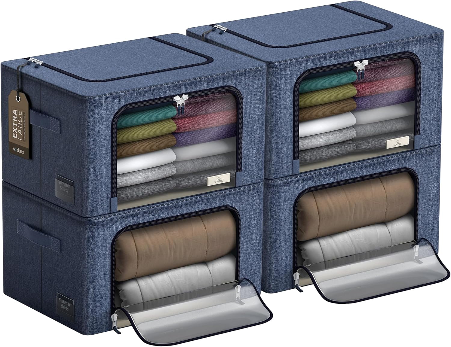 Jumbo Storage Bins with Metal Frame - Oxford Fabric Storage Containers ...