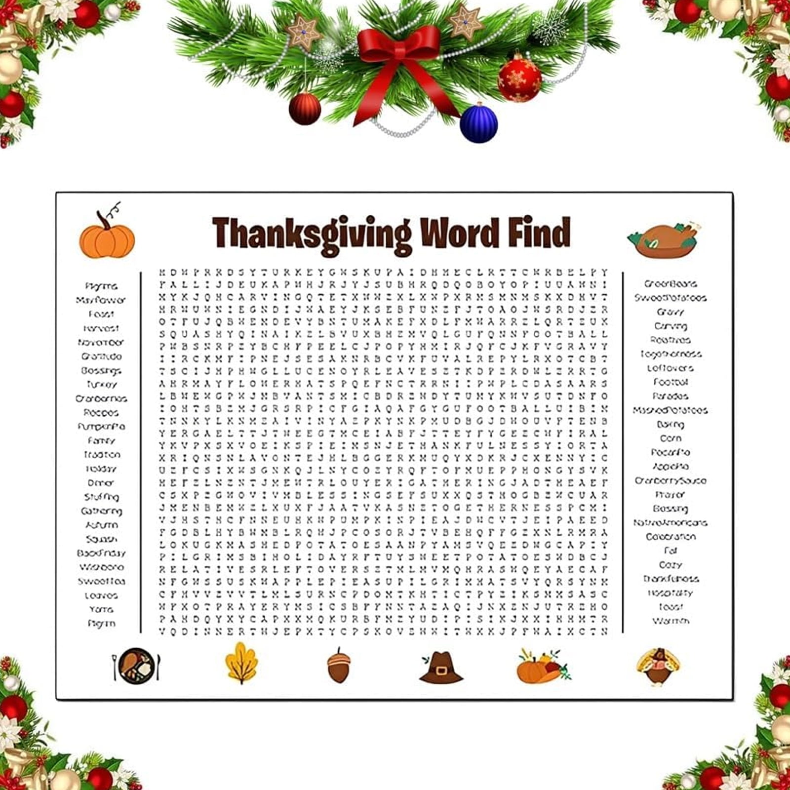 Jumbo Thanksgiving Word Search Poster – Giant 36"X24" Wall Game, 2026 ...