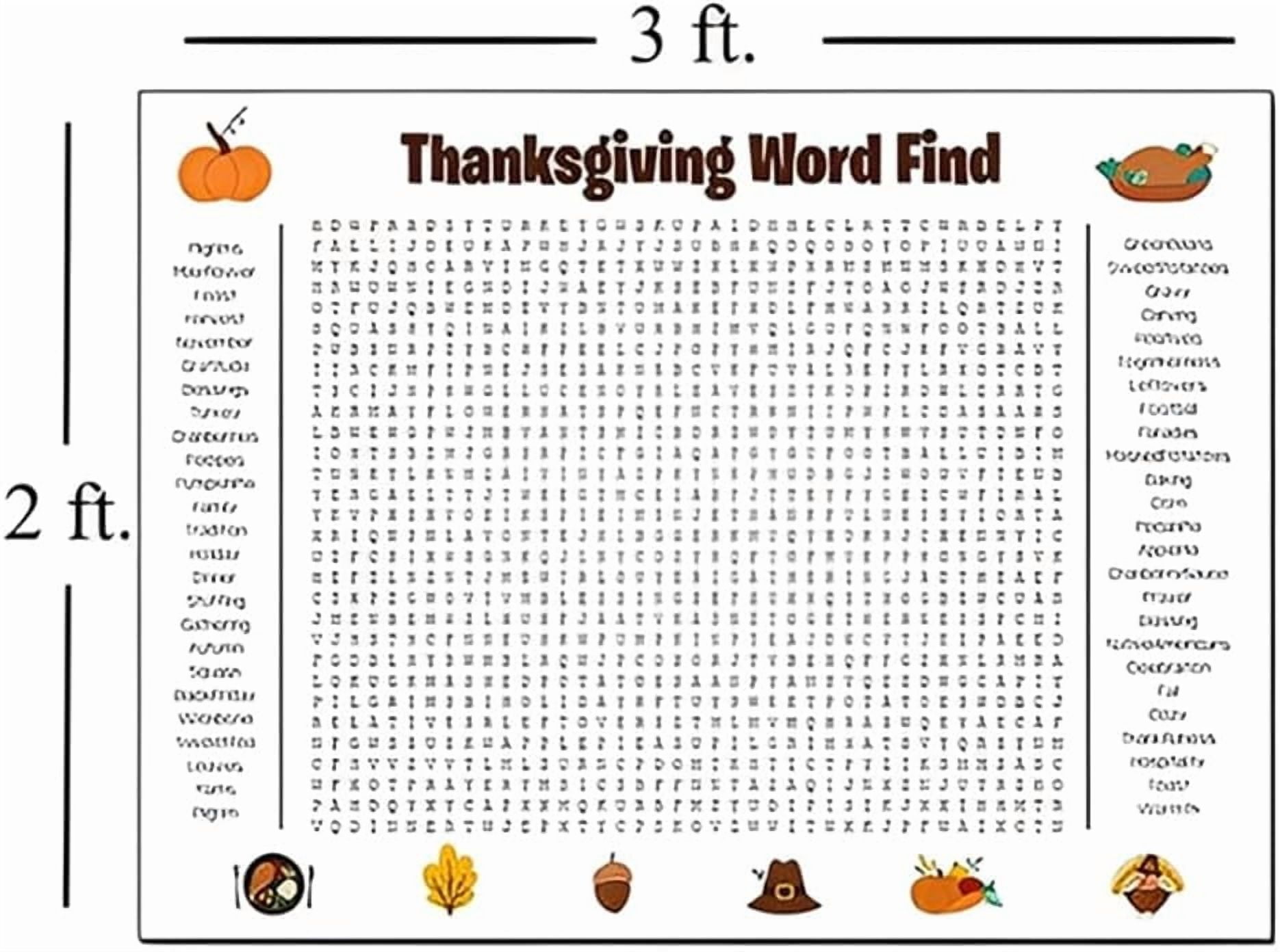 Jumbo Thanksgiving Word Search Poster, Giant 36"X24" Wall Game for ...