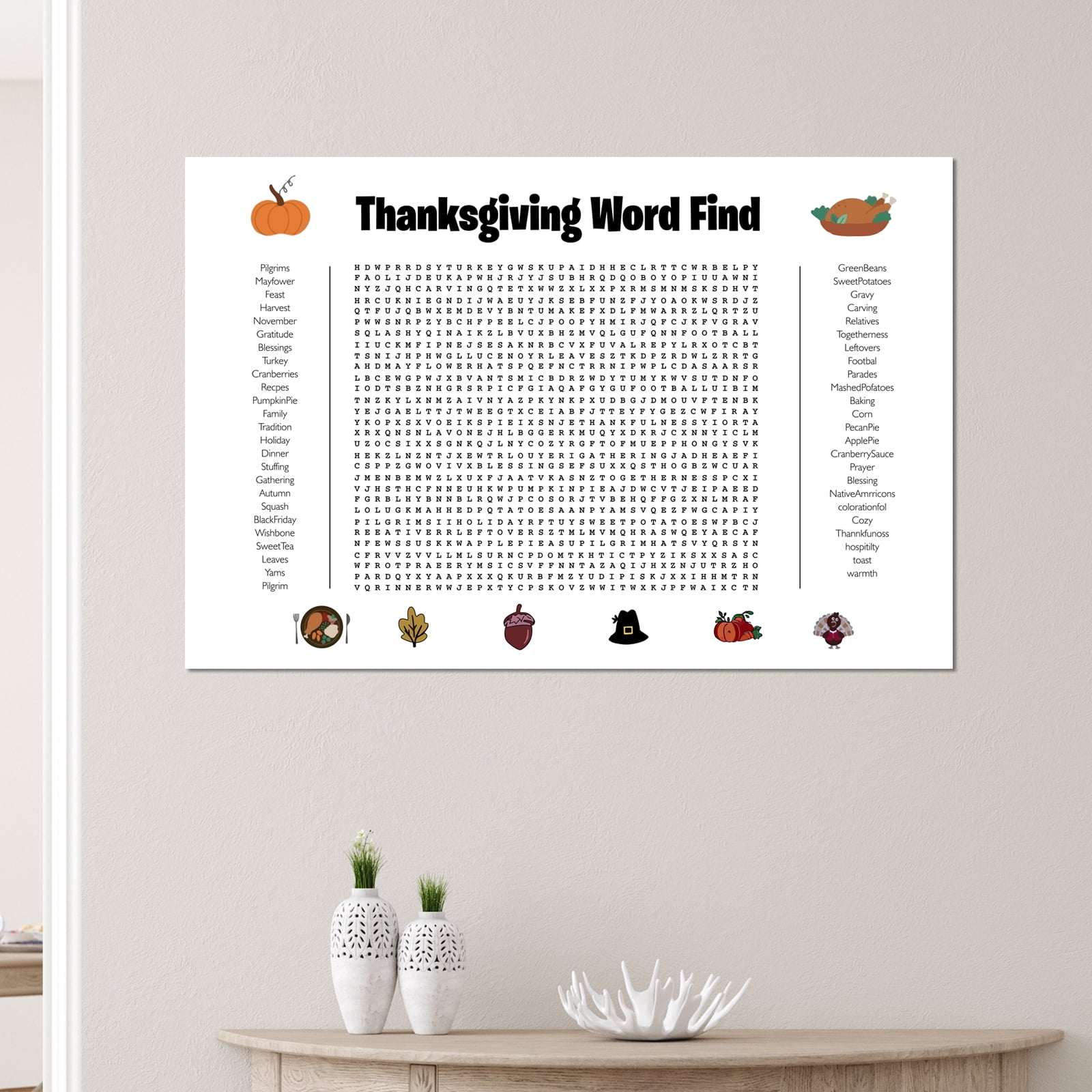Jumbo Thanksgiving Word Search Poster, Giant 36"x24" Wall Game for ...
