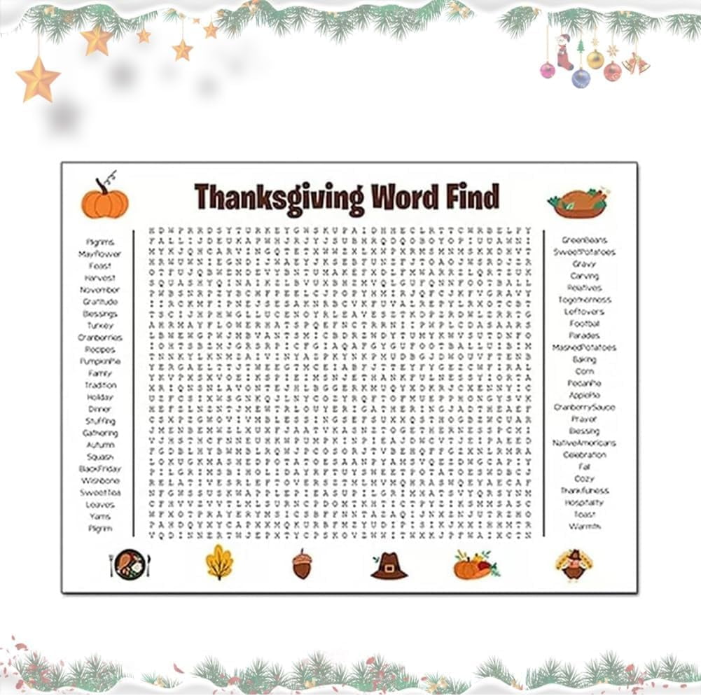 Jumbo Thanksgiving Word Search Poster, Giant 36"x24" Wall Game, Holiday ...
