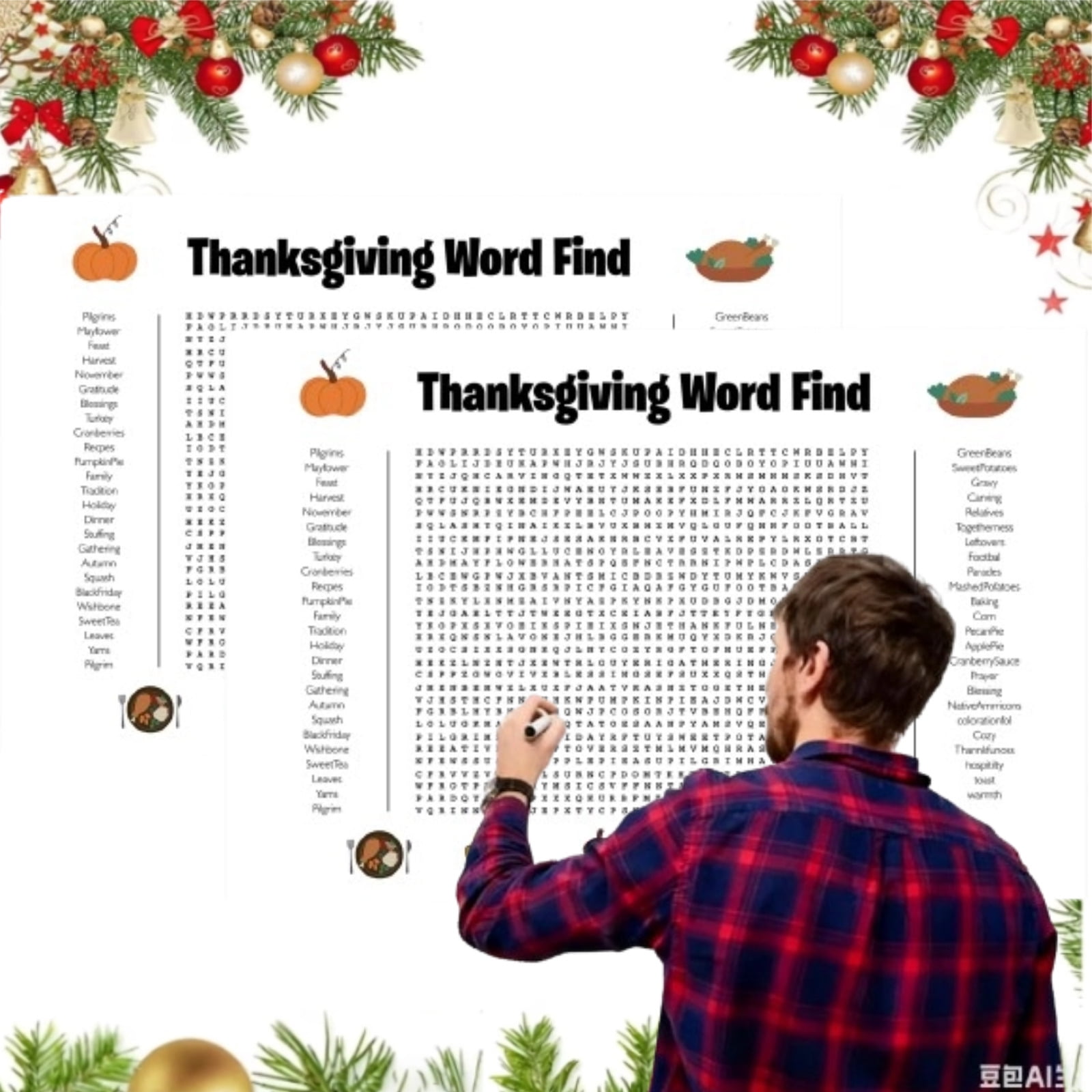 Jumbo Thanksgiving Word Search Poster, Giant 36"x24" Wall Game, Large ...
