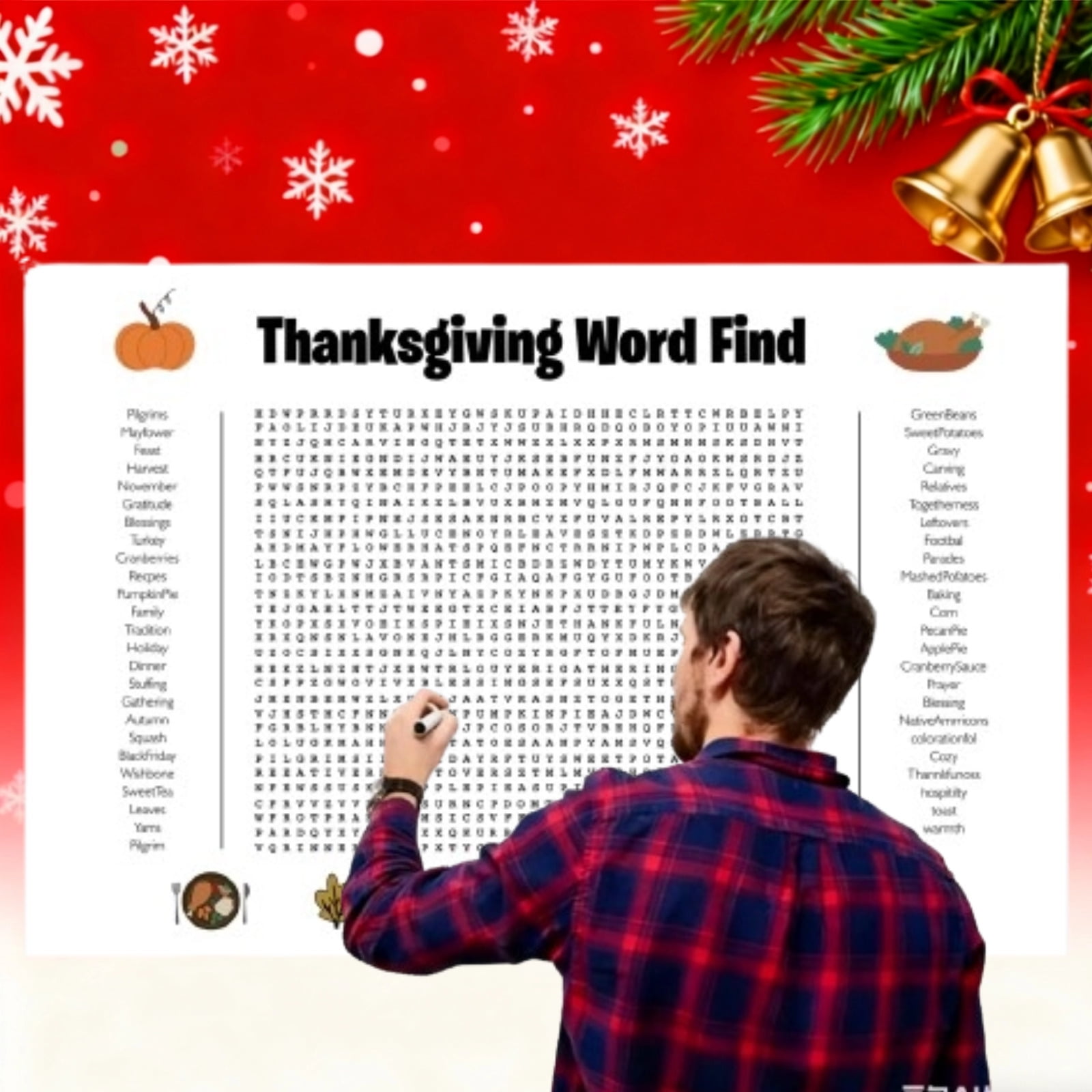 Jumbo Thanksgiving Word Search Poster, Giant 36x24 Wall Game for ...