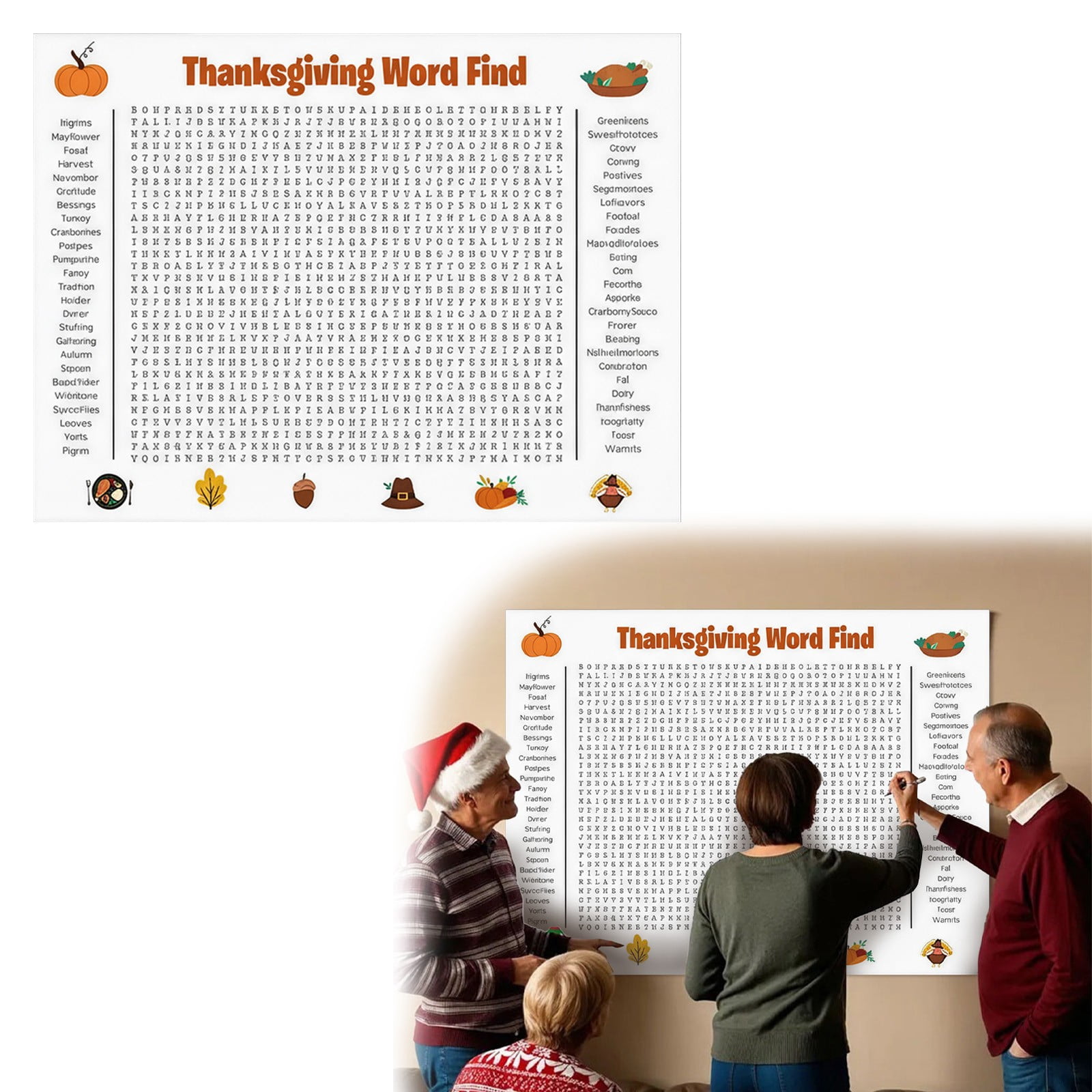Jumbo Thanksgiving Word Search Poster – Giant 3x2FT Wall Game,Poster ...