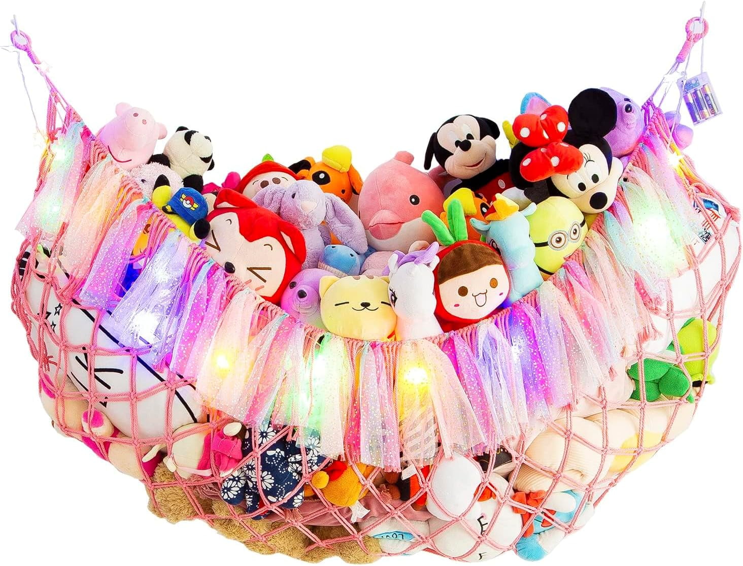 Jumbo Toy Hammock for Stuffed Animal Net Boho Macrame Toy Hammock with Led Light Stuffed Animal ...