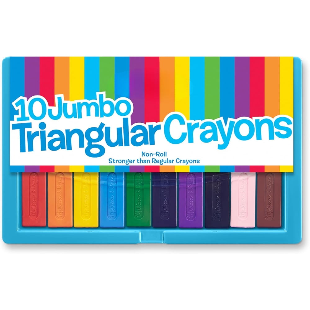 Jumbo Triangular Crayons - 10-Pack, Non-Roll, Flip-Top Case - Walmart.com