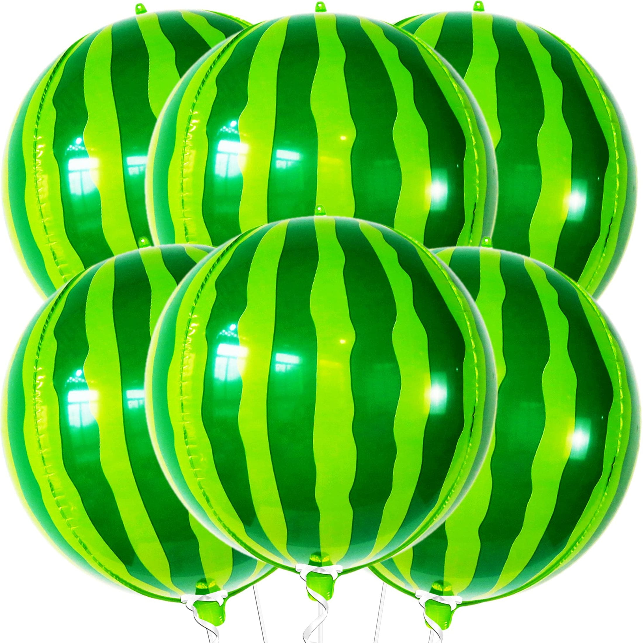 Jumbo Watermelon Burst Balloons - 6 Pack of 22" 4D Round Mylar Balloons ...