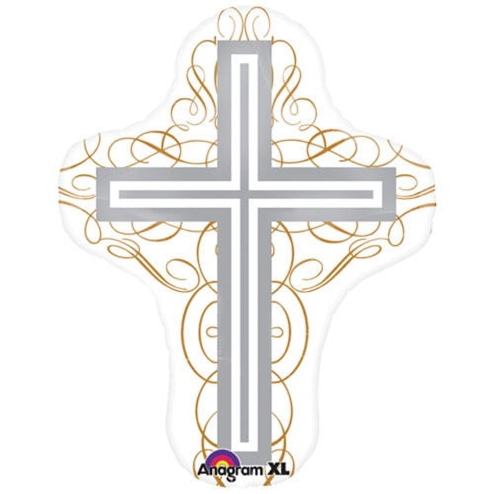 Jumbo White Cross Baptism Communion Foil Balloons 28 " - Walmart.com