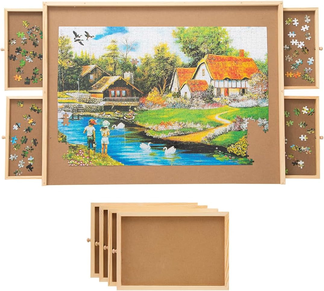 Jumbo Wooden Jigsaw Puzzle Board Portable Puzzle Plateau with Storage ...