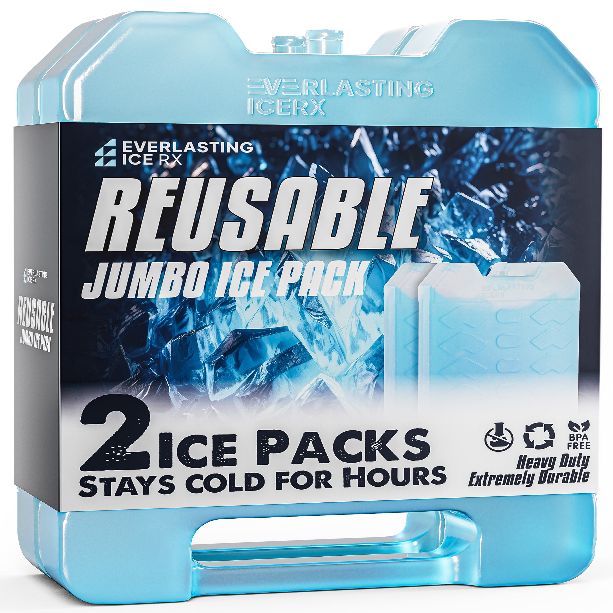 Jumbo XL Reusable Ice Packs for Cooler with Handle (2 Pack) Long ...