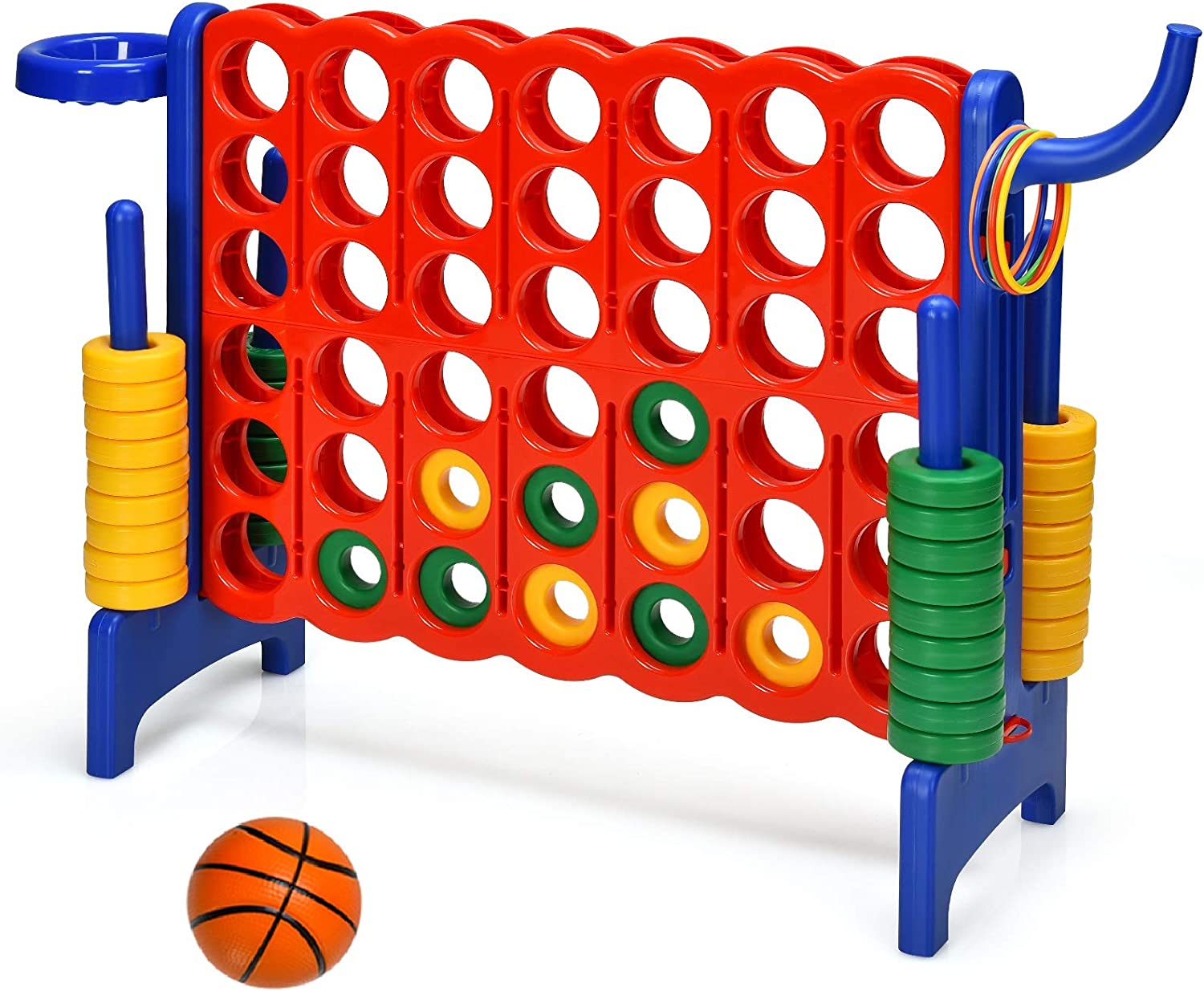 Jumbo -to-Score Giant Game w/Basketball Hoop, Ring Toss, Quick-Release ...