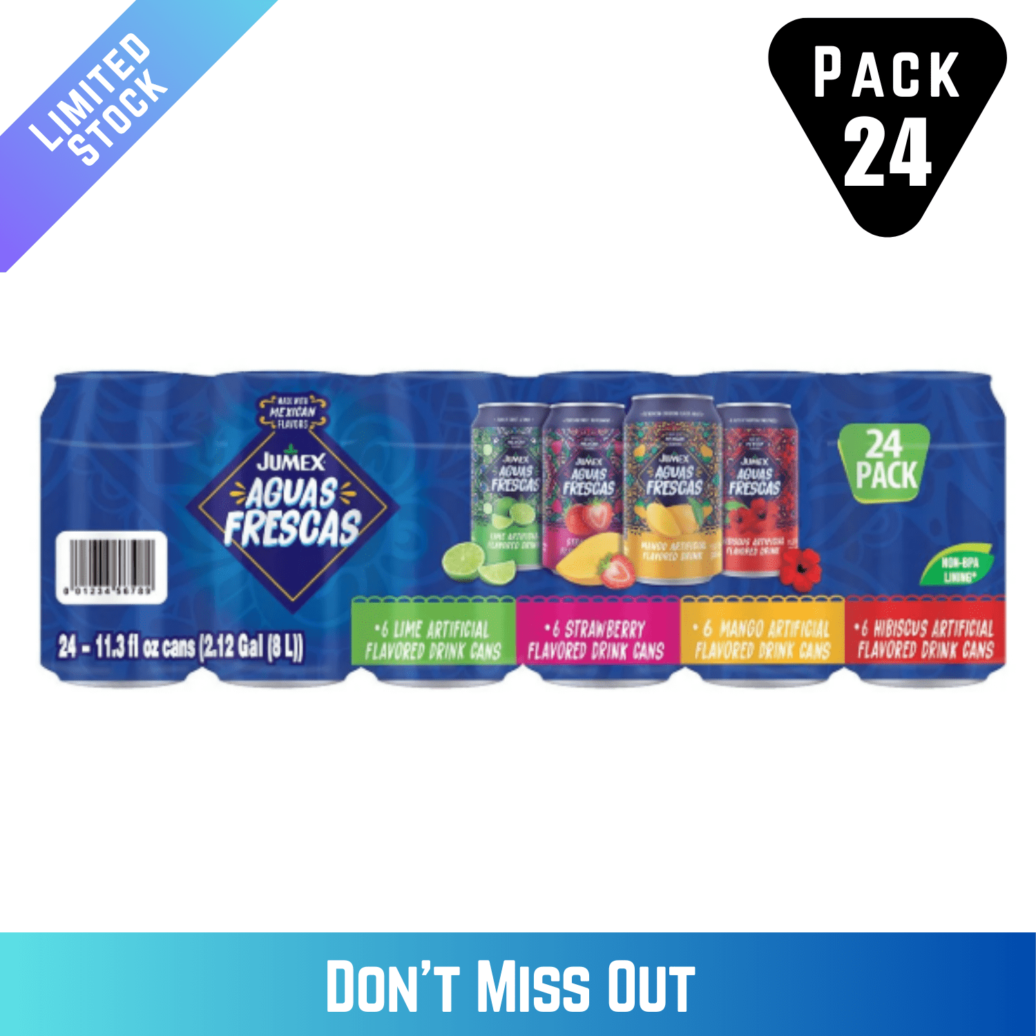 Jumex Aguas Frescas Tropical Juice Drink, 11.3 fl oz Cans, 24 Count ...