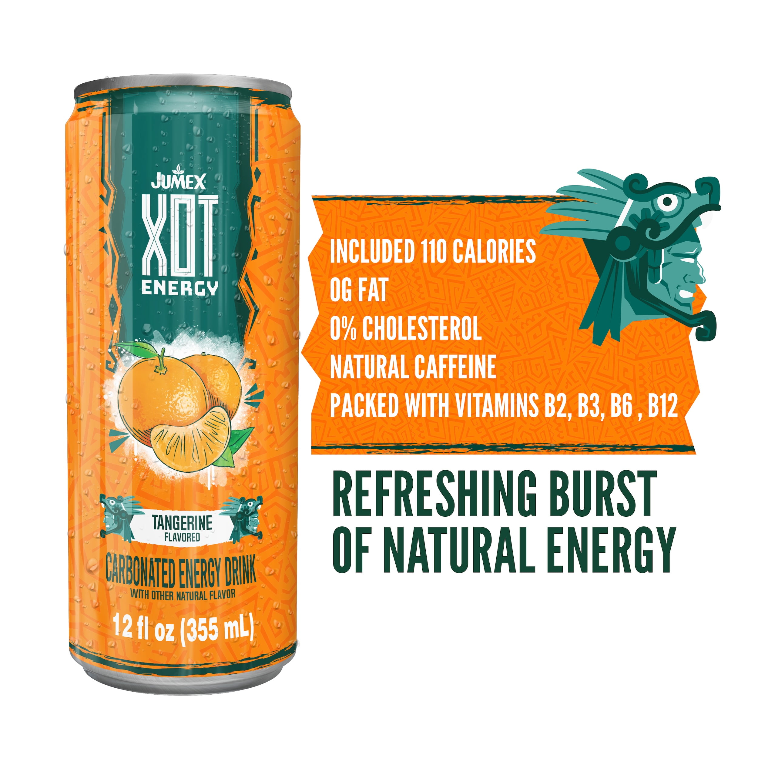Jumex XOT - Tangerine, Flavored Carbonated Energy Drink, 12 Pack, 12 Fl ...