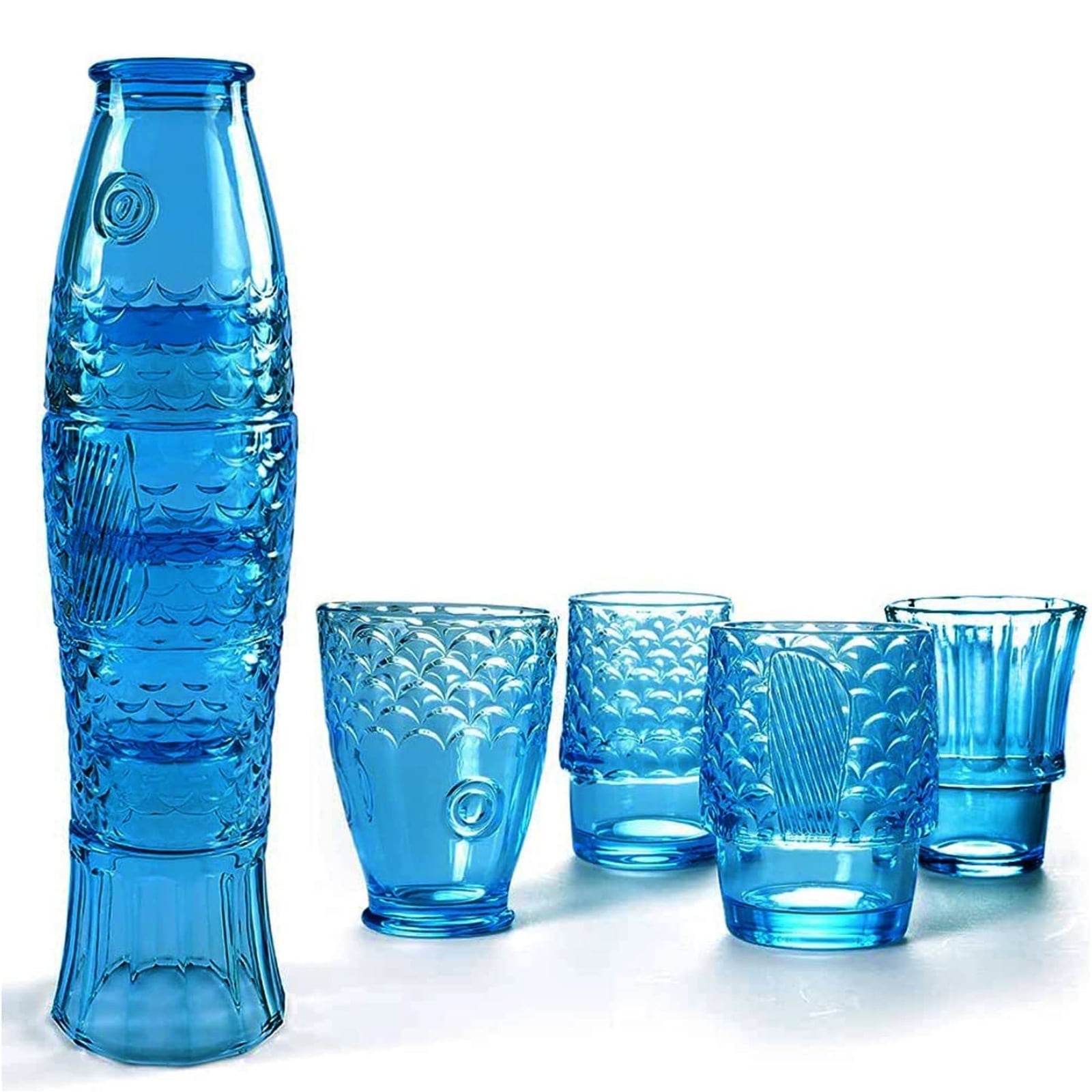 Stackable Fish Glass Cup Set of 4, Blue - Walmart.com