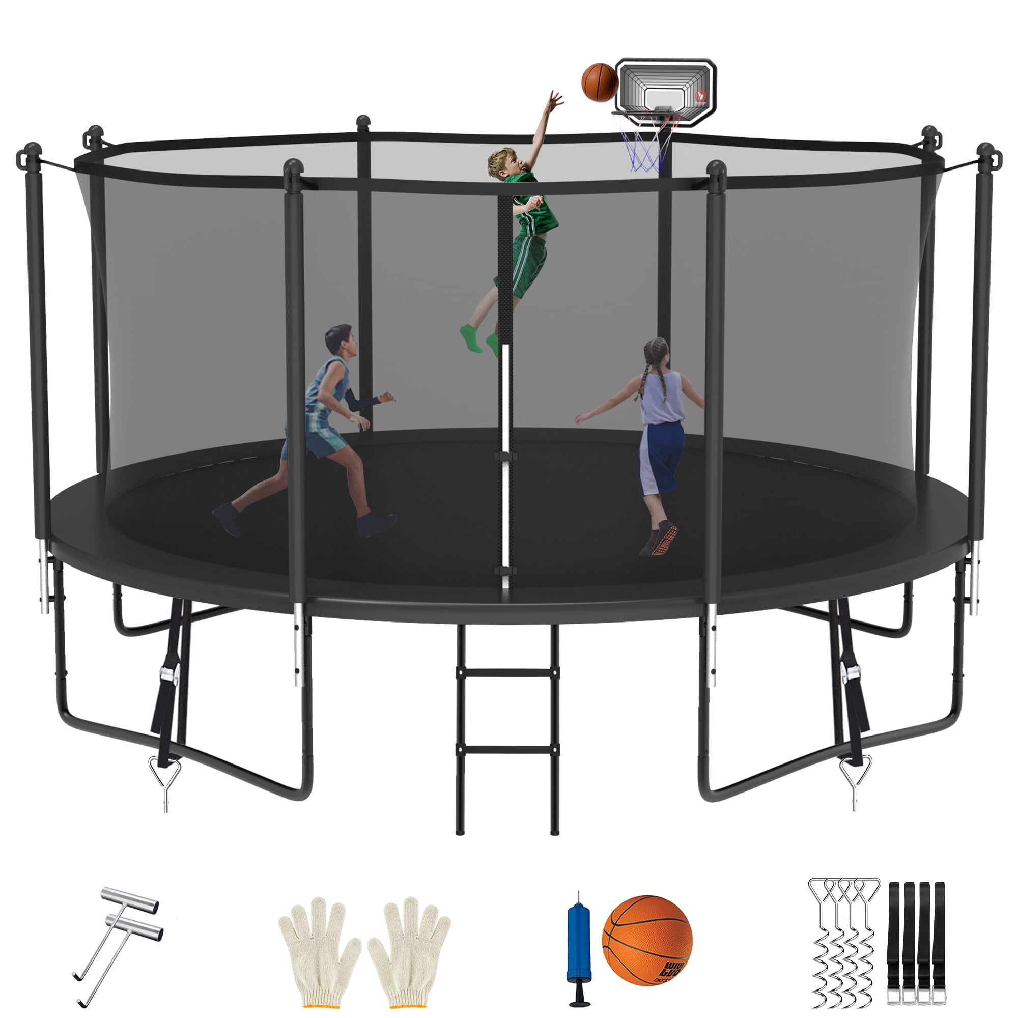 Jump Into Fun 12FT Trampoline for Adults/ 5-6 Kids, 1200LBS Capacity ...