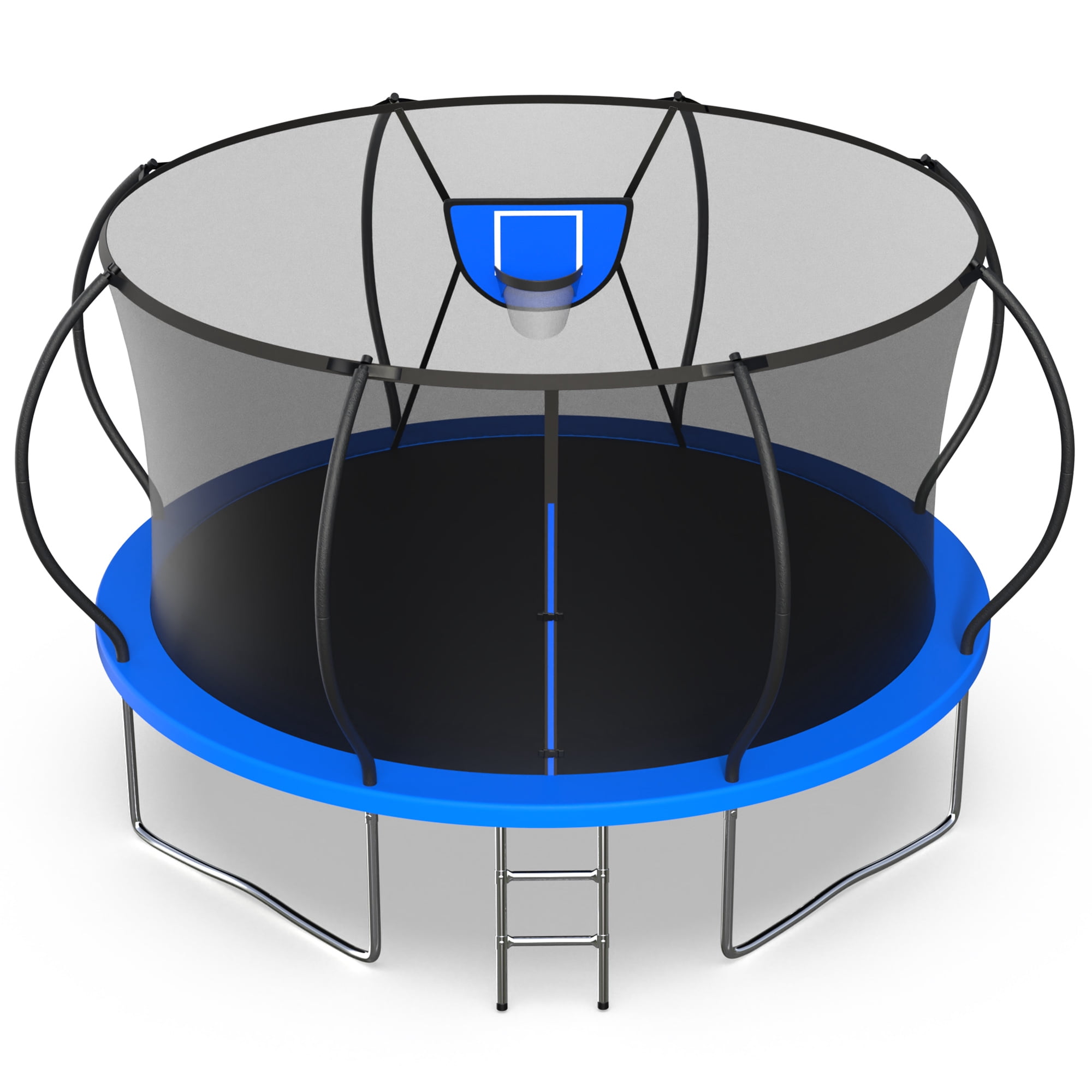 Jump Into Fun Trampoline 10FT-16FT, with Enclosure, Hoop, Balls, Ladder ...