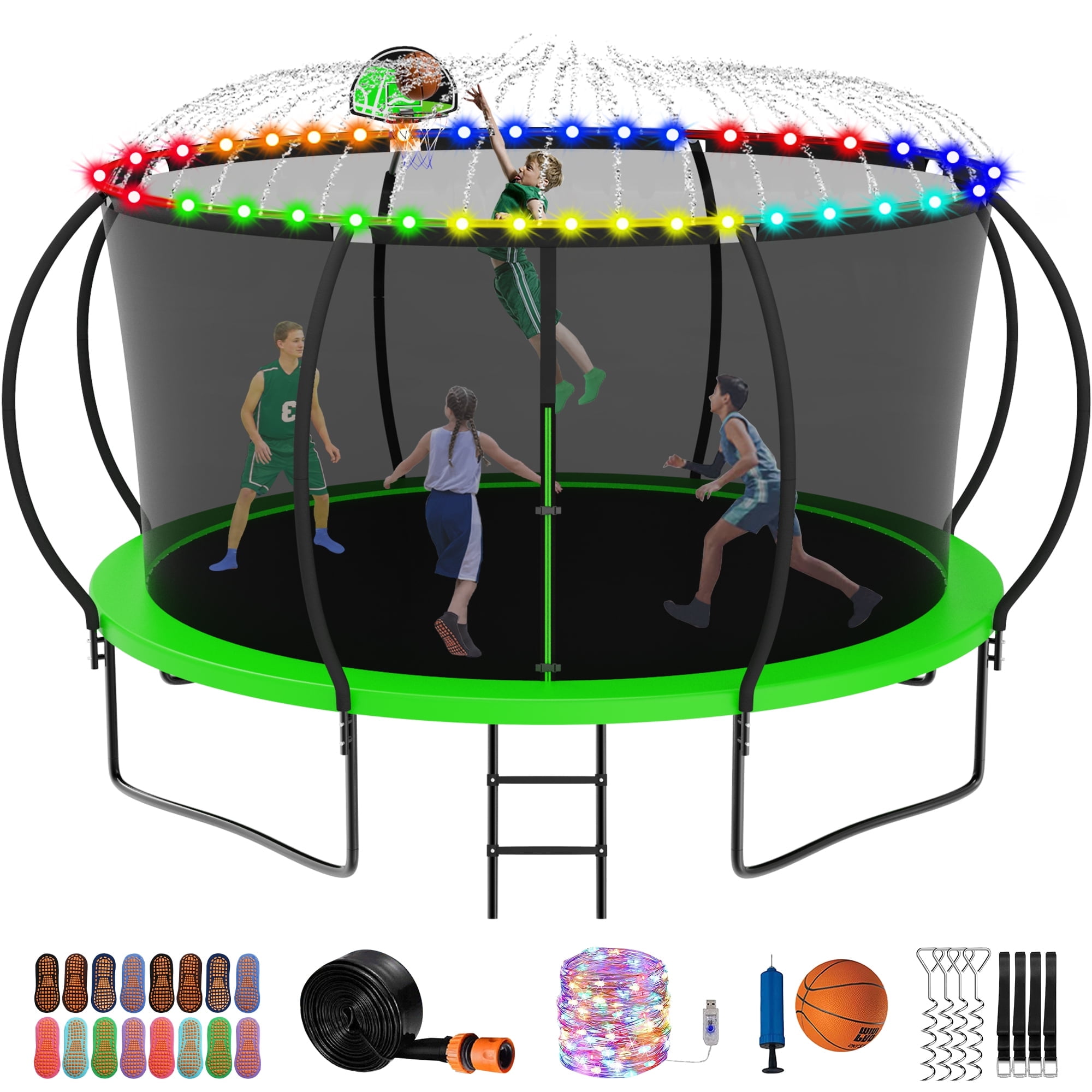 Jump Into Fun 14FT Trampoline 1400LBS for 8 Kids and Adults, Galvanized ...
