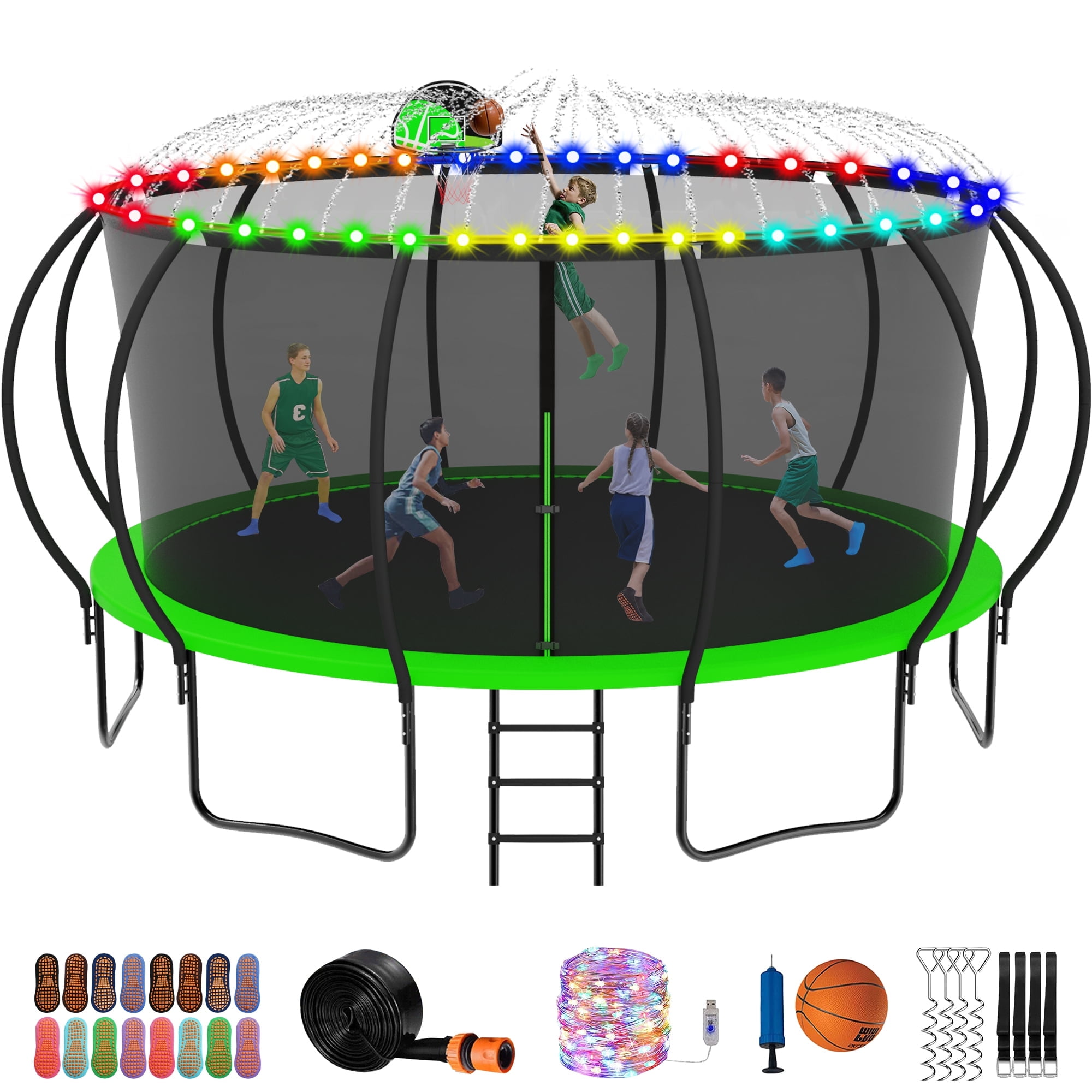 Jump Into Fun 16FT Trampoline 1500LBS for 10 Kids and Adults ...
