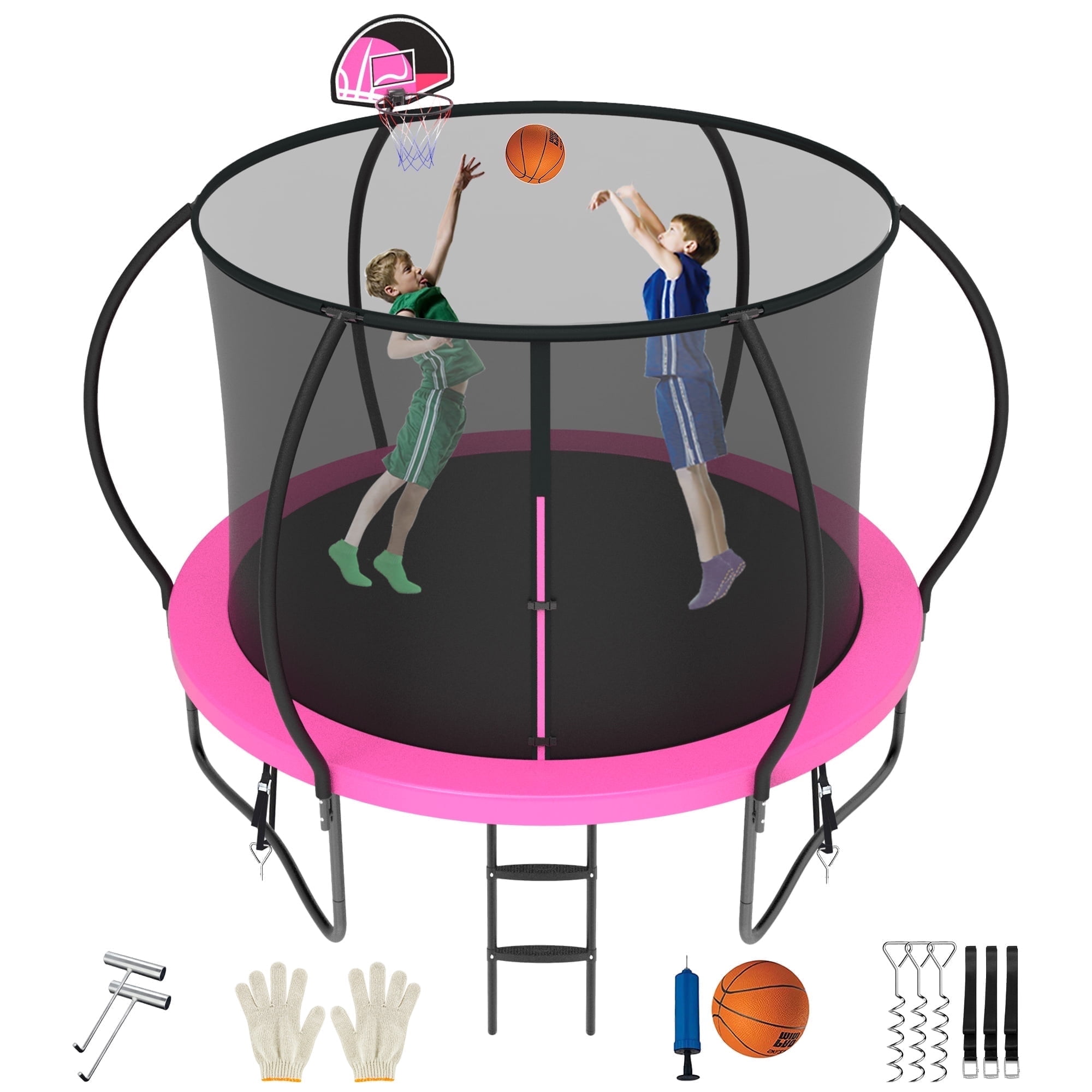 Jump Into Fun Trampoline 8FT, 800LBS Trampoline for 2-3 Kids Adults, Outdoor Trampoline with ...
