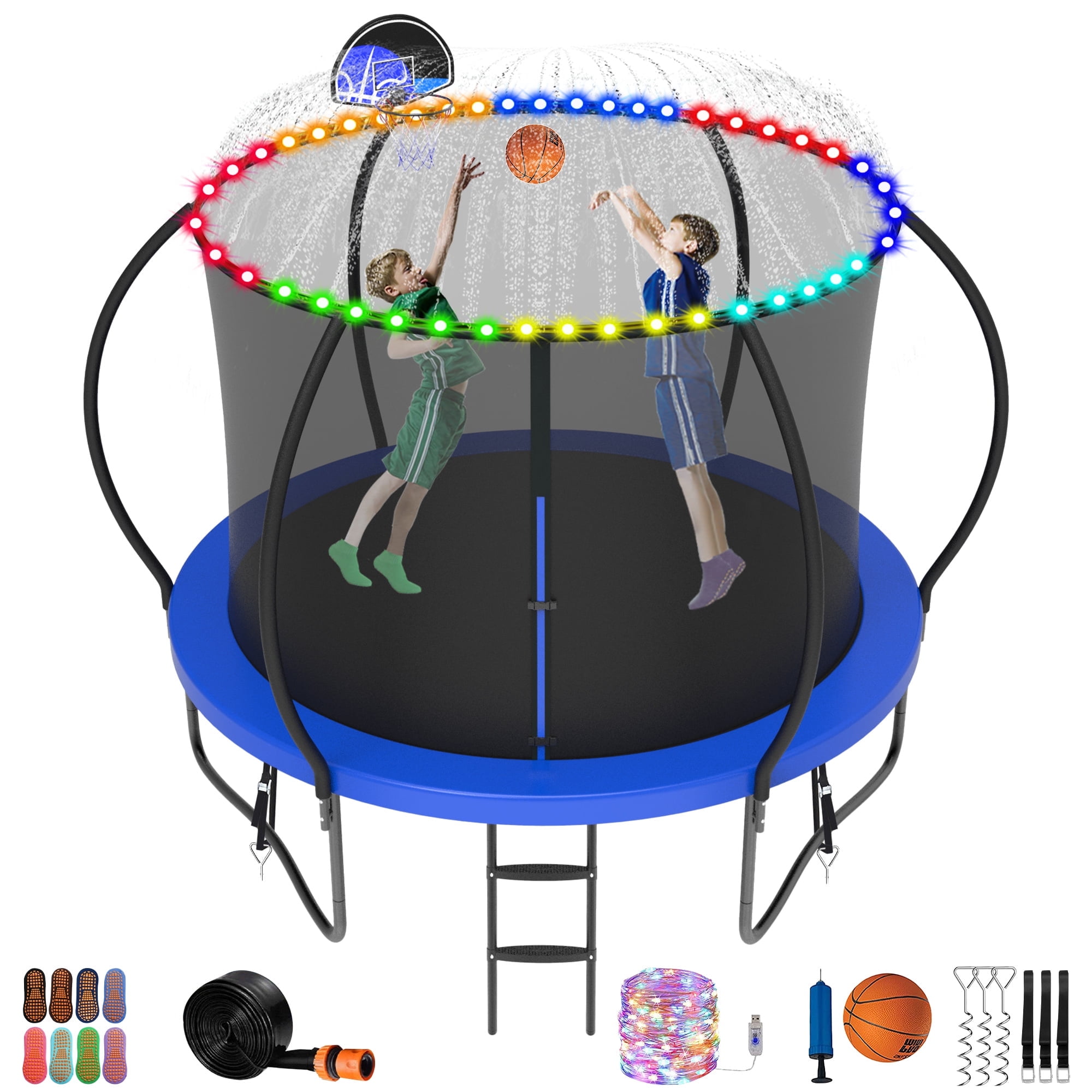 Jump Into Fun 8FT Trampoline 800LBS for 4 Kids and Adults, Galvanized ...