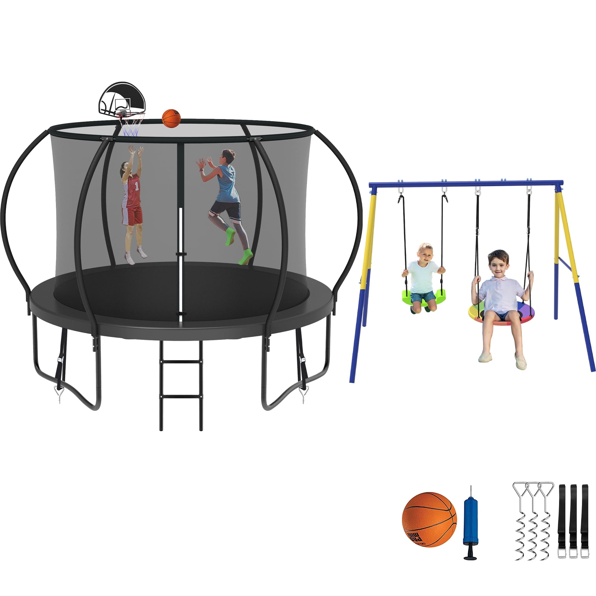Jump Into Fun Trampoline 8 10 12 14 15 16FT, Trampoline with Enclosure ...